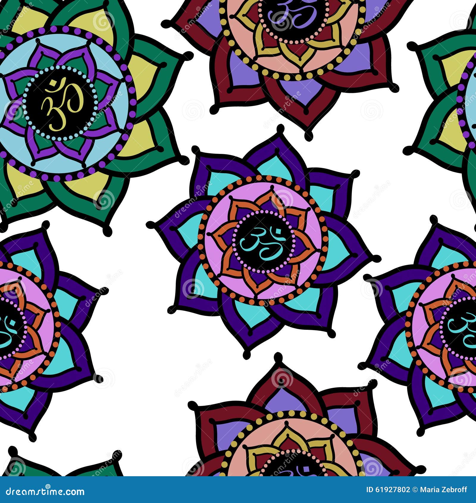 Seamless Pattern of Colorful Om Signs Stock Vector - Illustration of ...