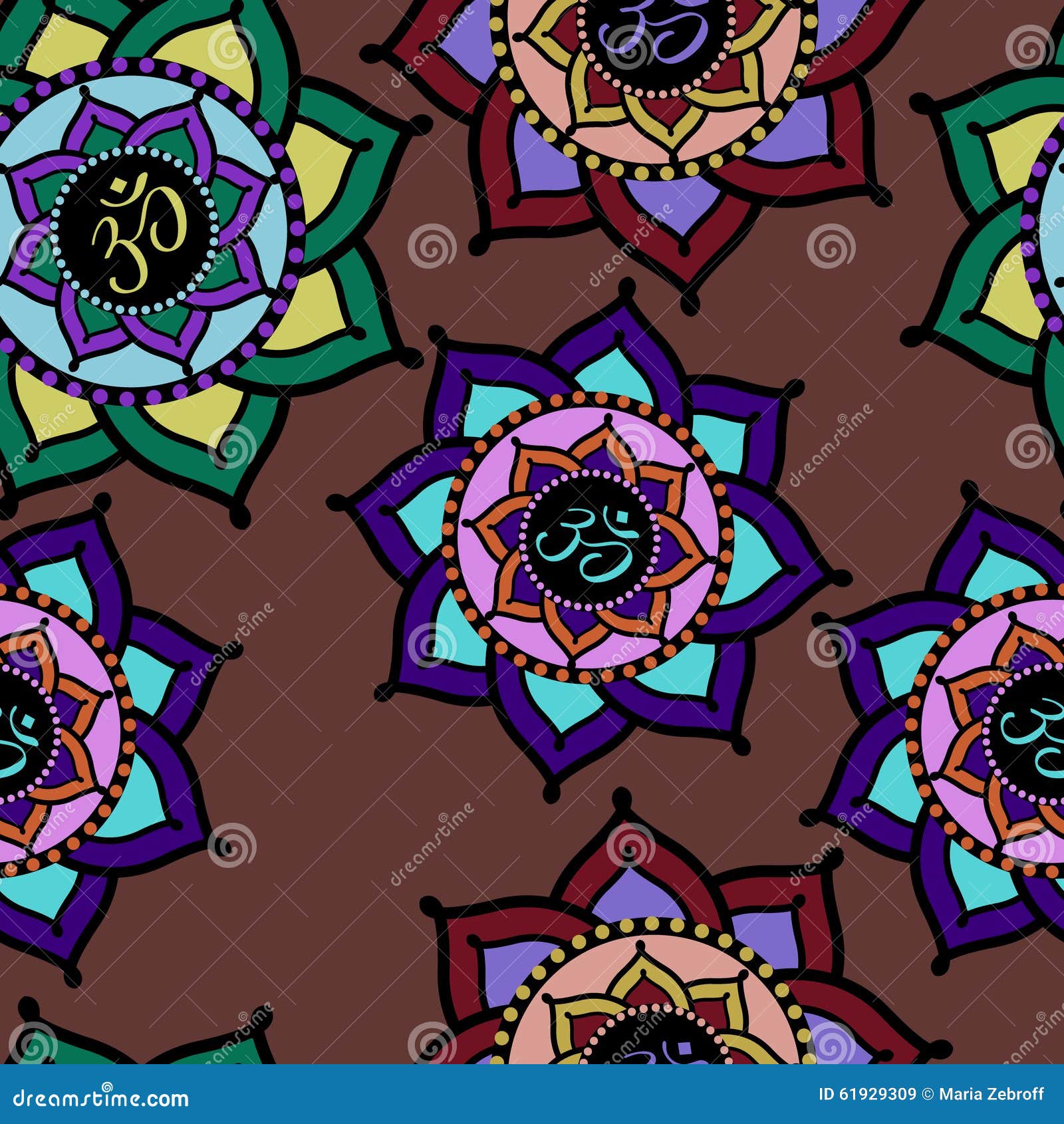 Seamless Pattern of Colorful Om Signs Stock Vector - Illustration of ...