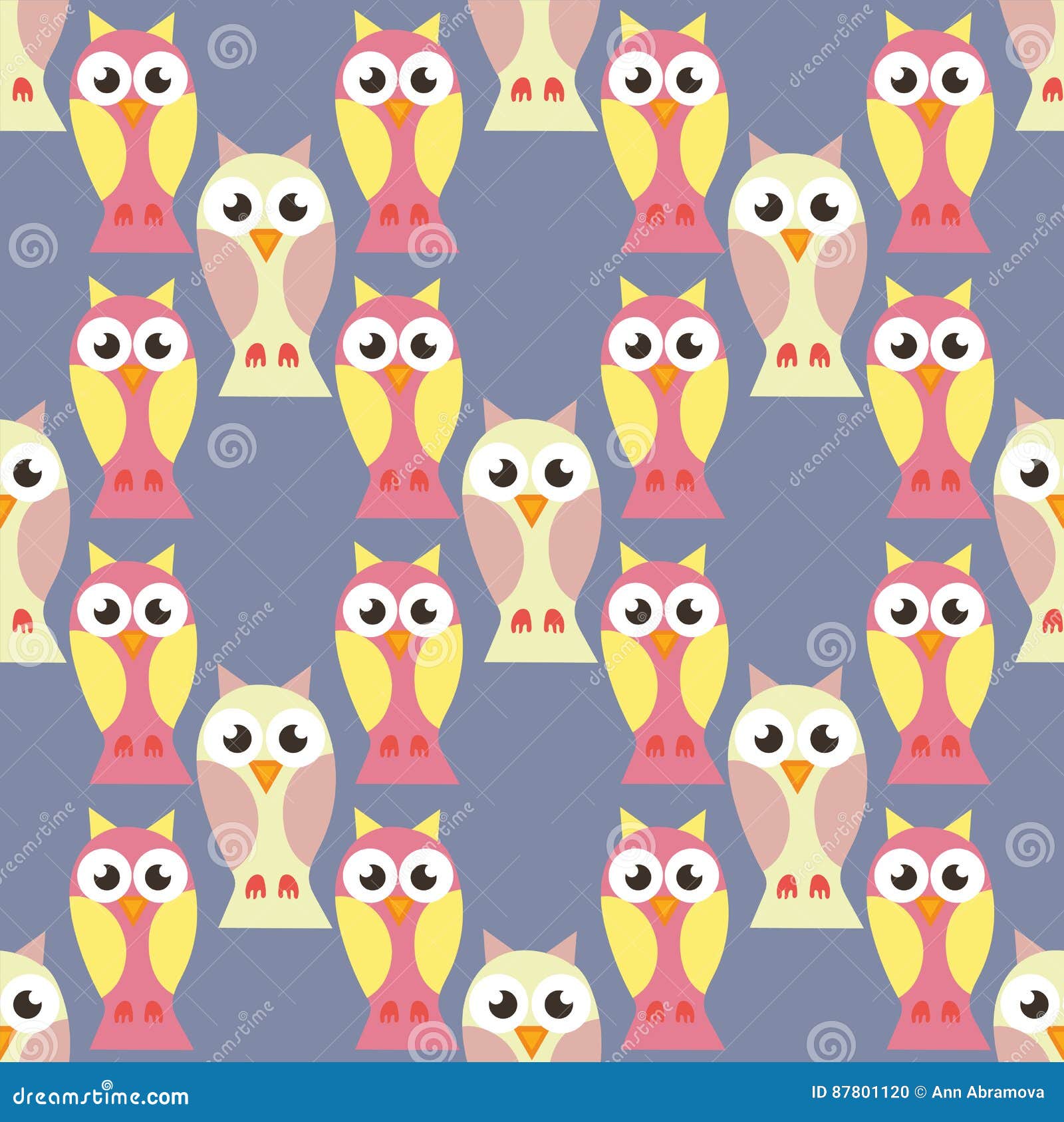 Seamless Pattern with Colorful Owls - Vector Illustration Stock Vector ...