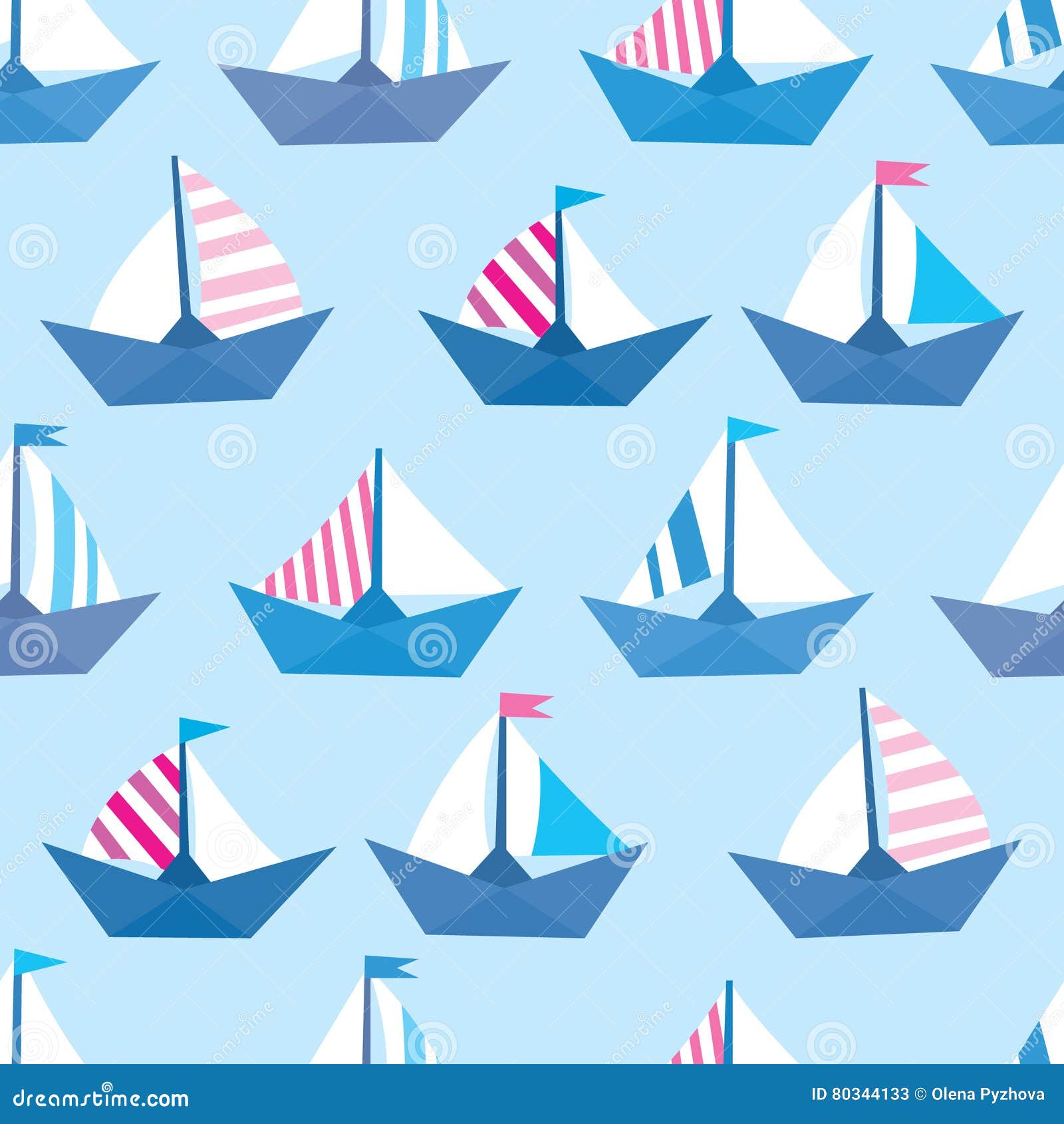 Seamless Pattern with Colorful Paper Ships. Sea Texture Stock Vector ...