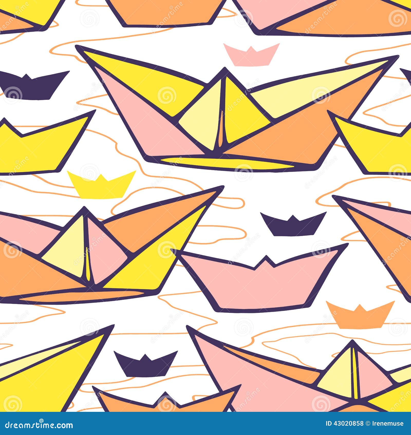 Seamless Pattern with Colorful Paper Ships Stock Illustration ...