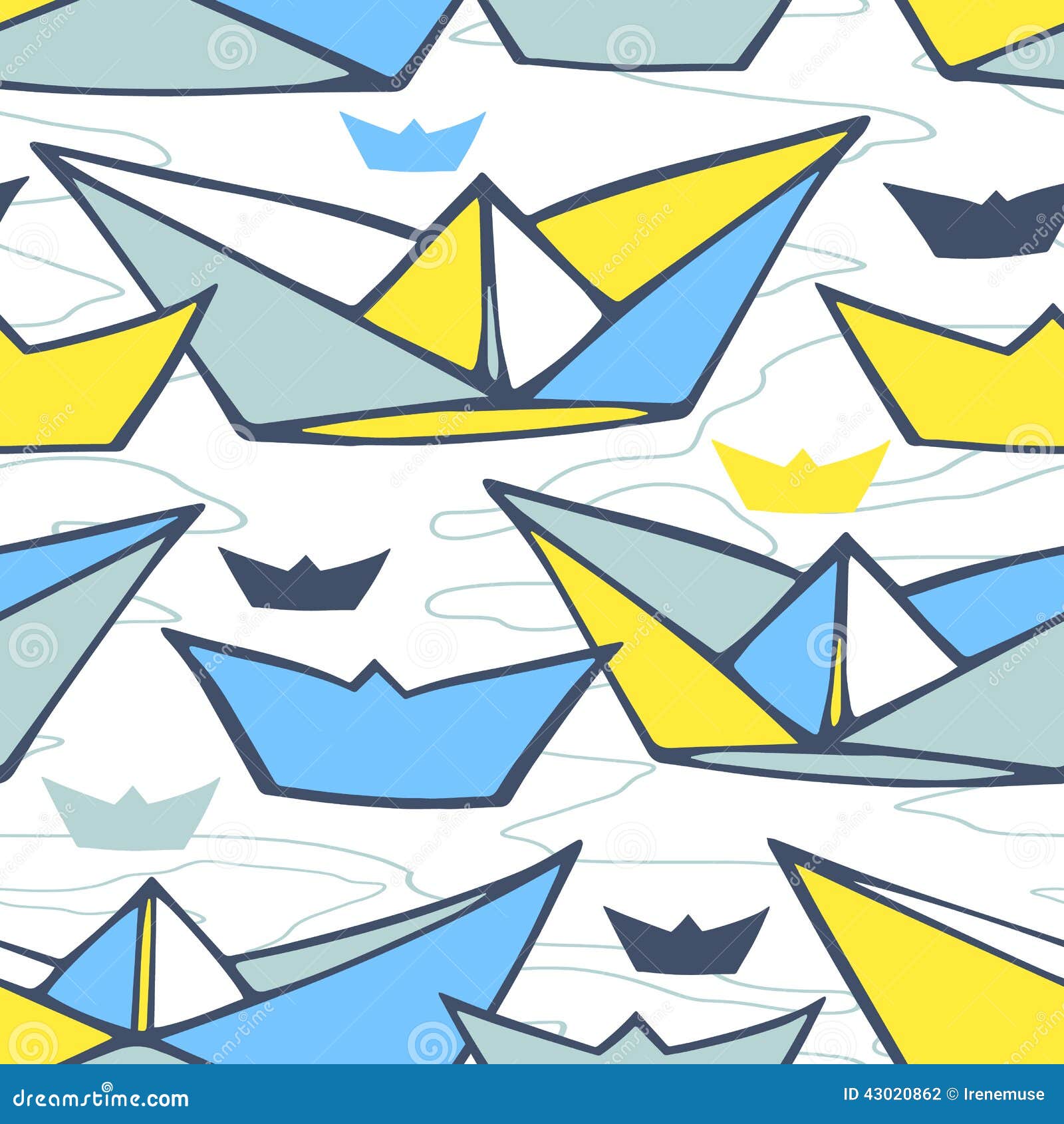Seamless Pattern with Colorful Paper Ships Stock Vector - Illustration ...
