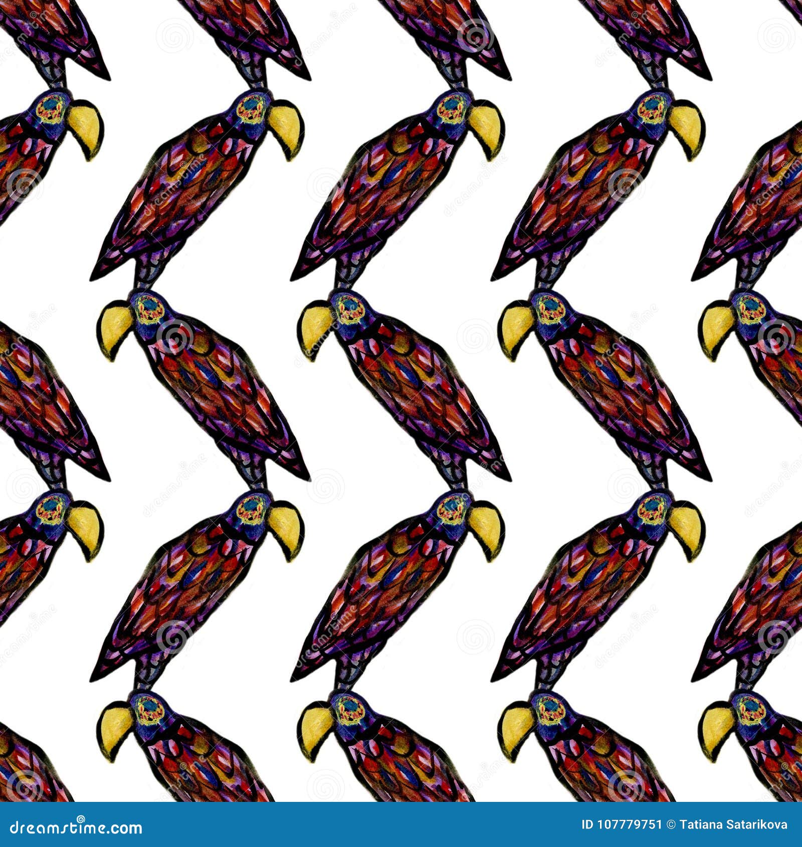 Seamless Pattern with Colorful Parrot on a White Background Stock ...