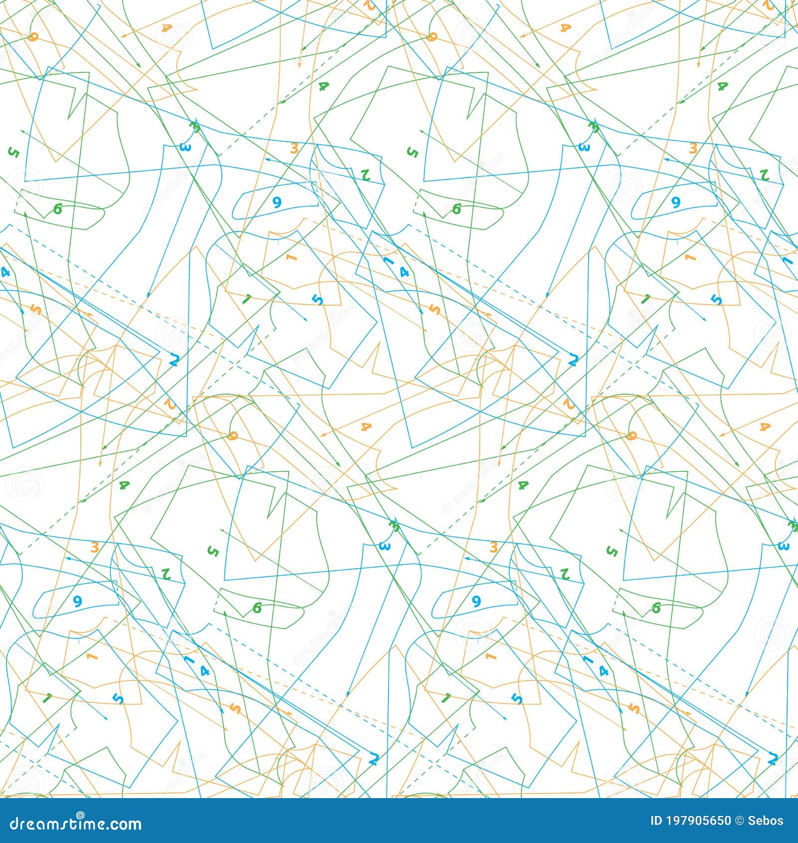 Seamless Pattern of Colorful Patterns To Sew. Sewing Abstract ...