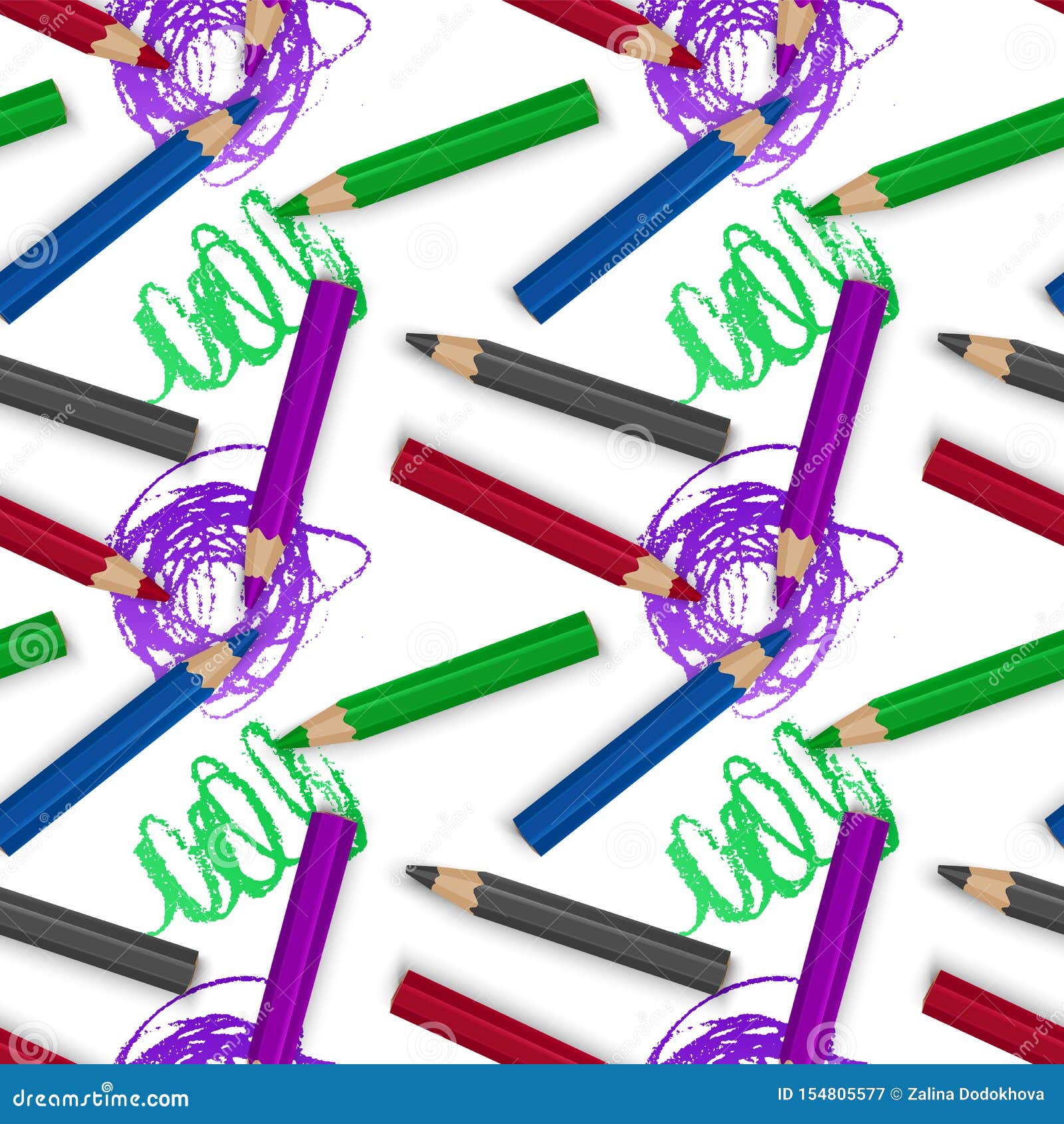 Seamless Pattern With Colorful Pencils, Childs Hand Drawn Background ...