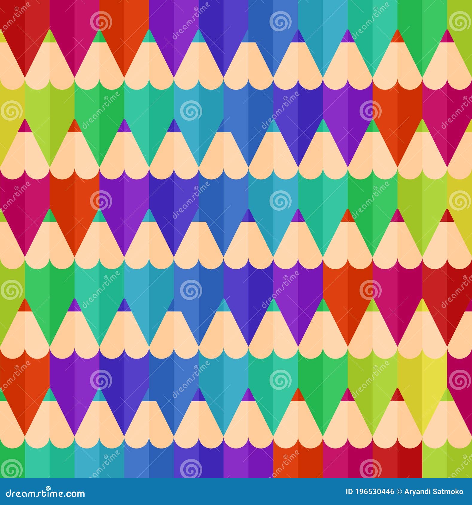 Seamless Pattern with Colorful Pencils in Flat Style, Beautiful Multi ...