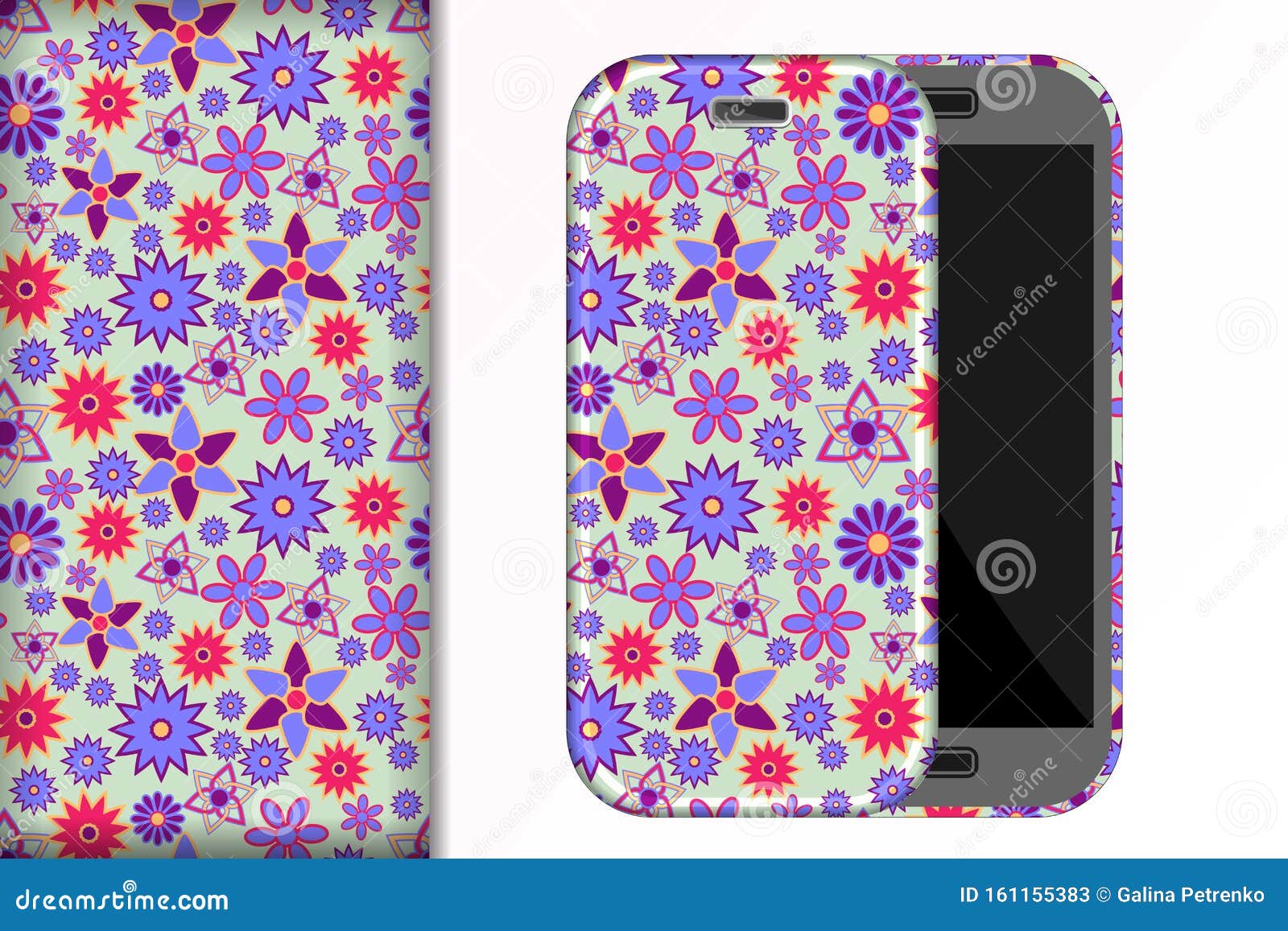 Seamless Pattern with Colorful Print with Case for Mobile Phone Layout ...