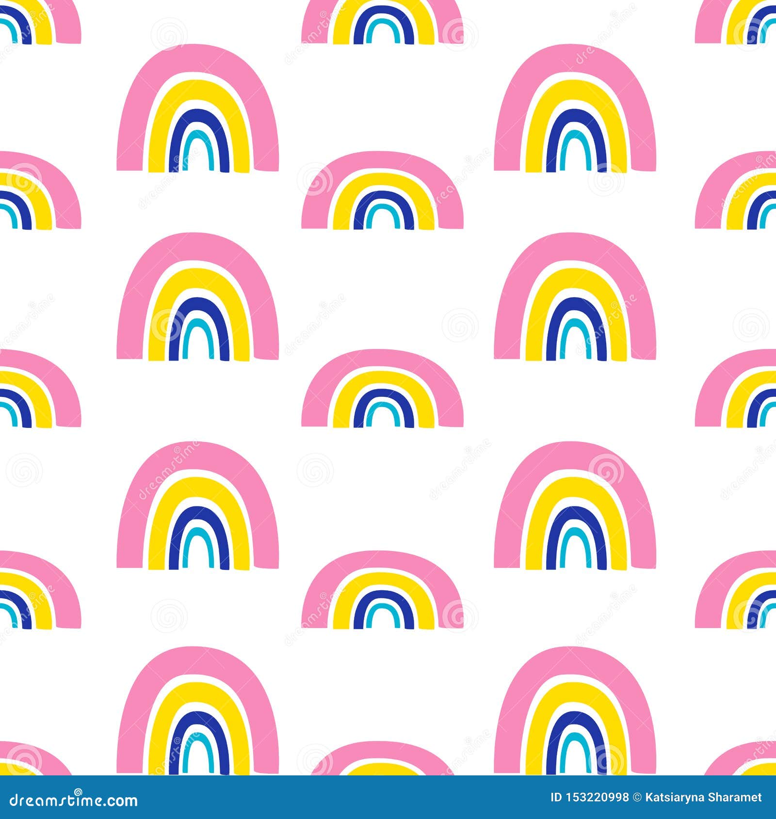 Seamless Pattern with Colorful Rainbow on a White Background. Vector ...