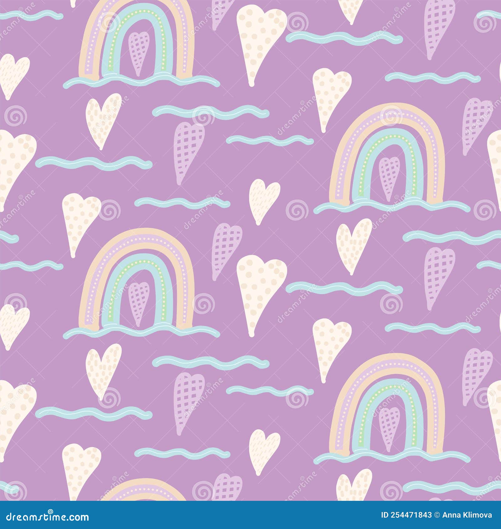 Seamless Pattern with Colorful Rainbows for Kids Stock Vector ...