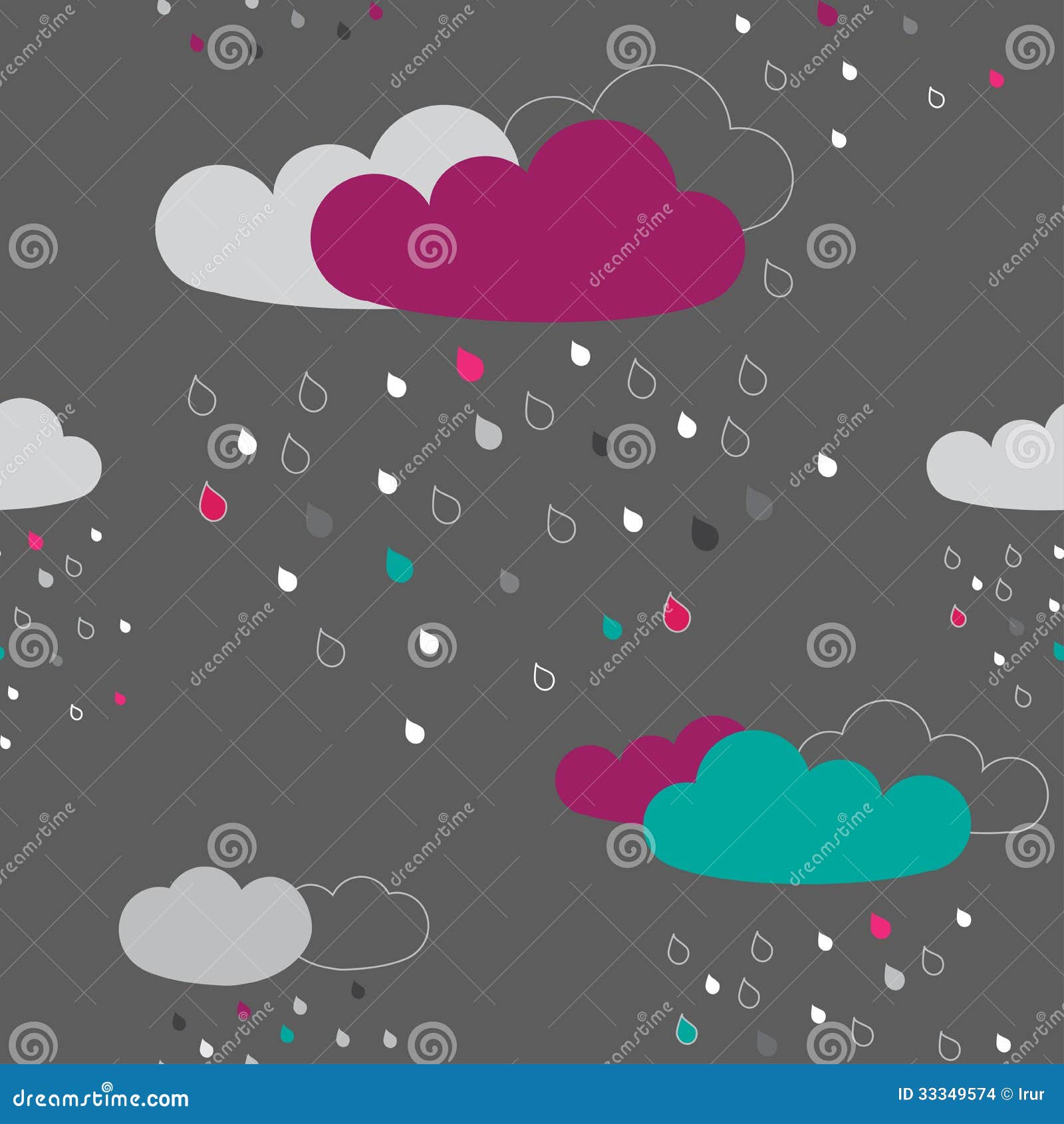 Seamless Pattern with Colorful Rainy C Stock Vector - Illustration of ...