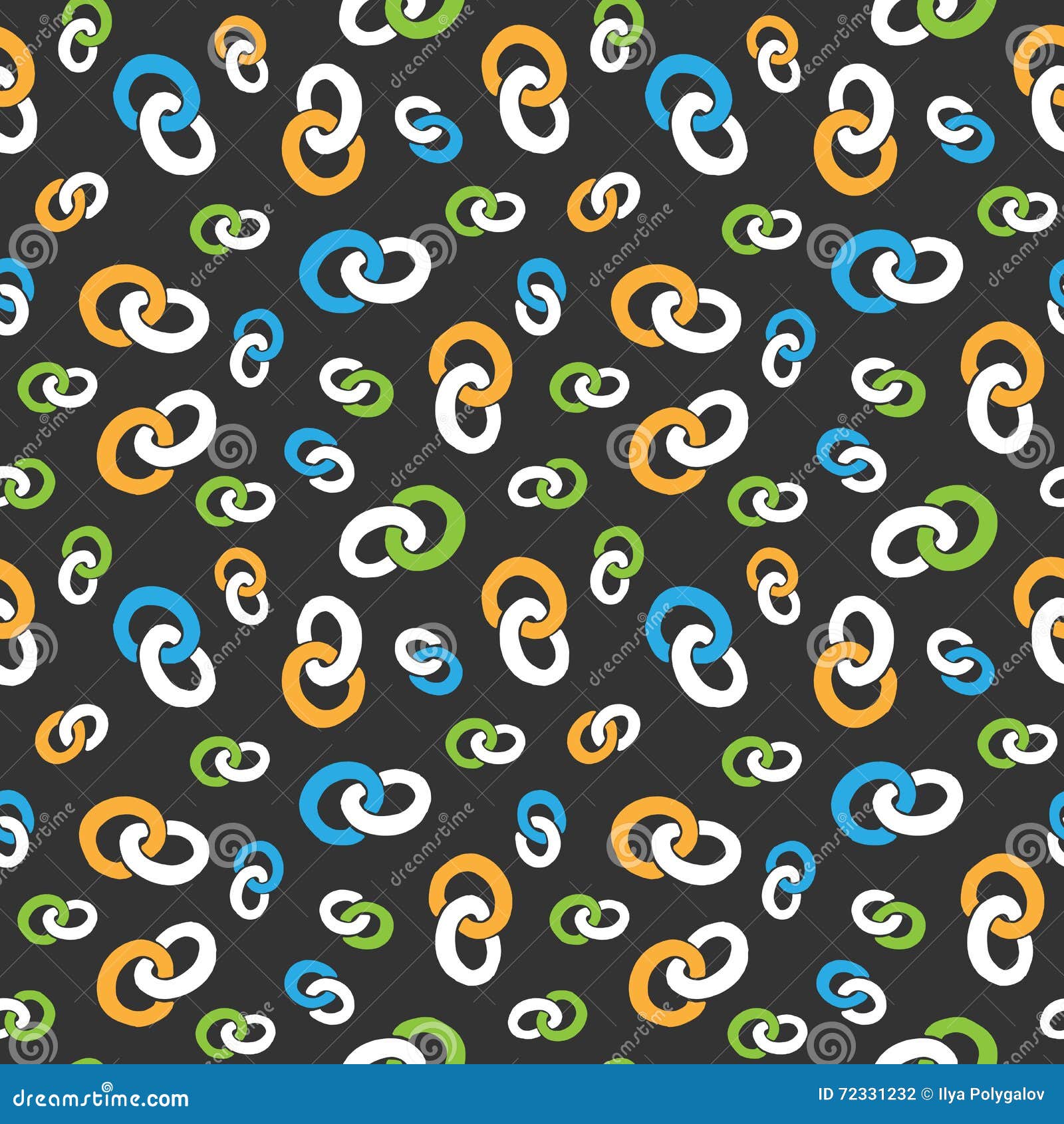 Seamless Pattern Colorful Ring Chain Stock Illustration - Illustration ...