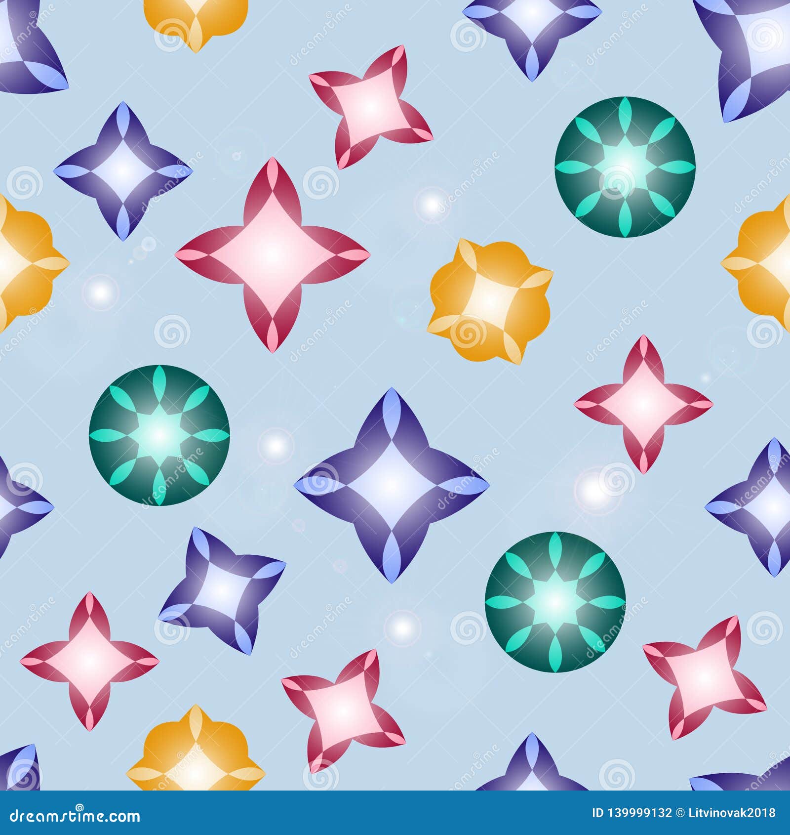 Seamless Pattern with Colorful Scattered Gems on Light Background ...