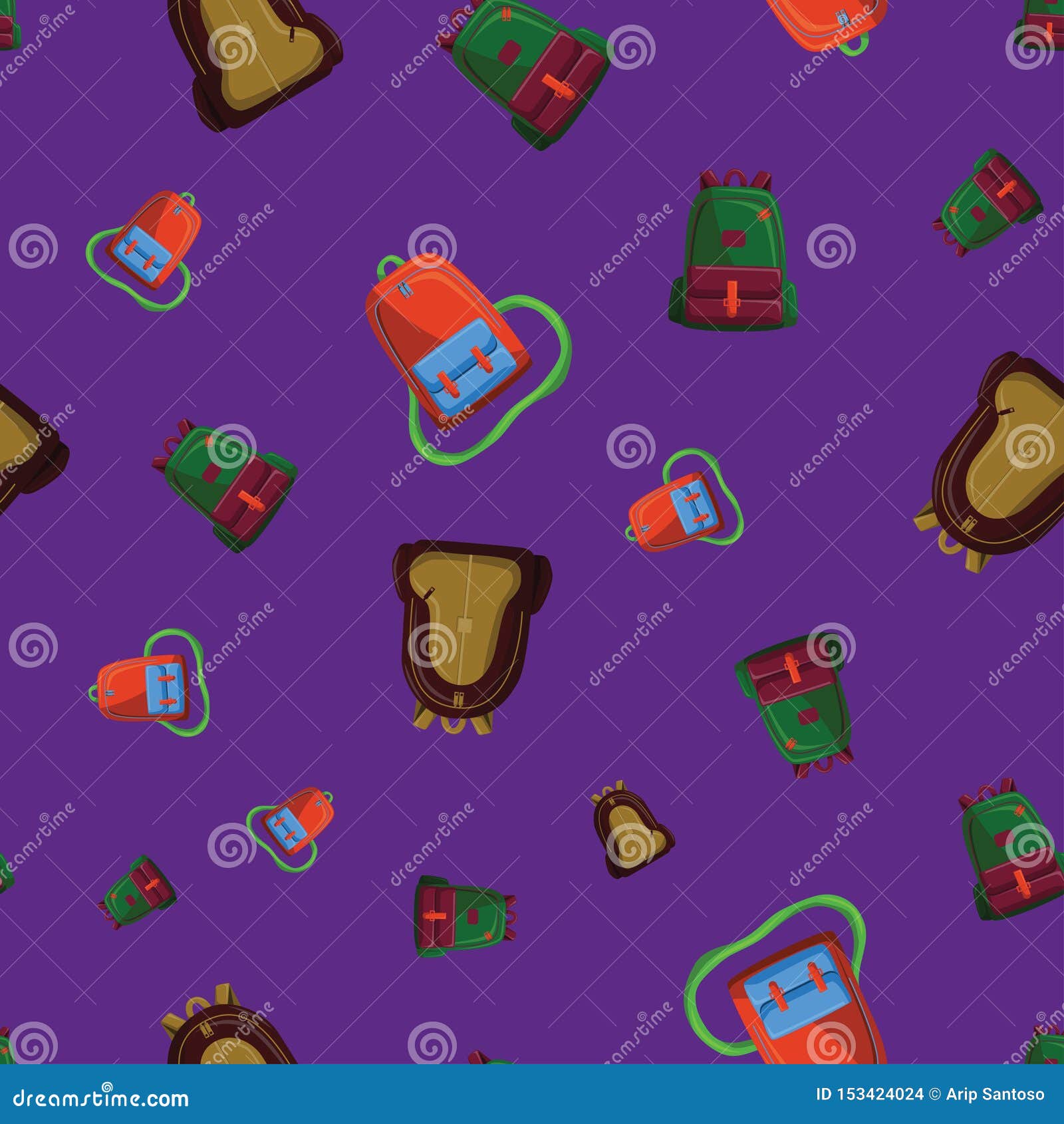 Seamless Pattern with Colorful School Bag Vector Stock Vector ...