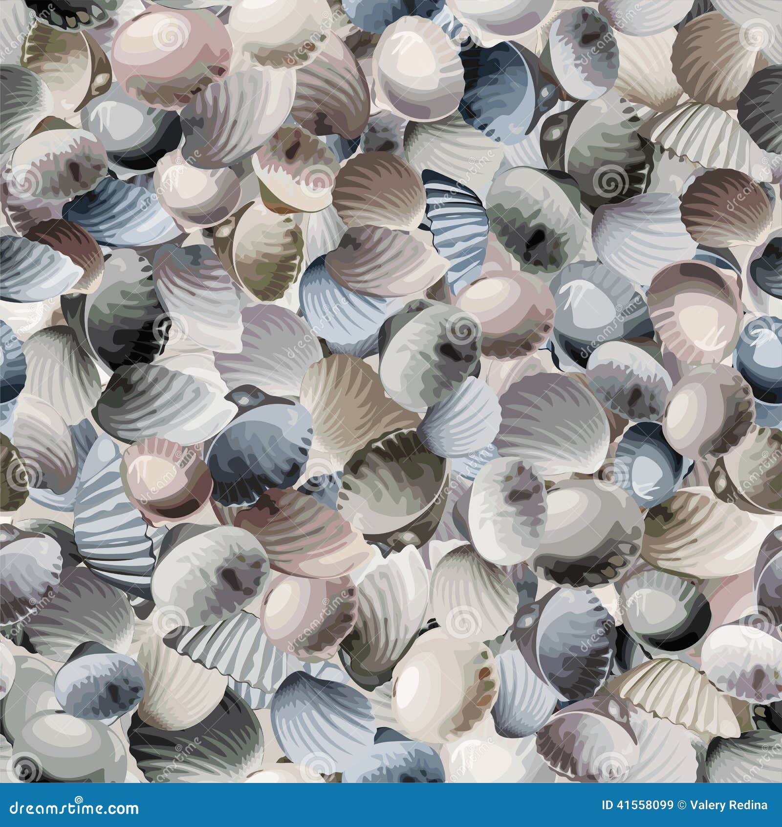 Seamless Pattern with Colorful Sea Shells. Stock Vector - Illustration ...