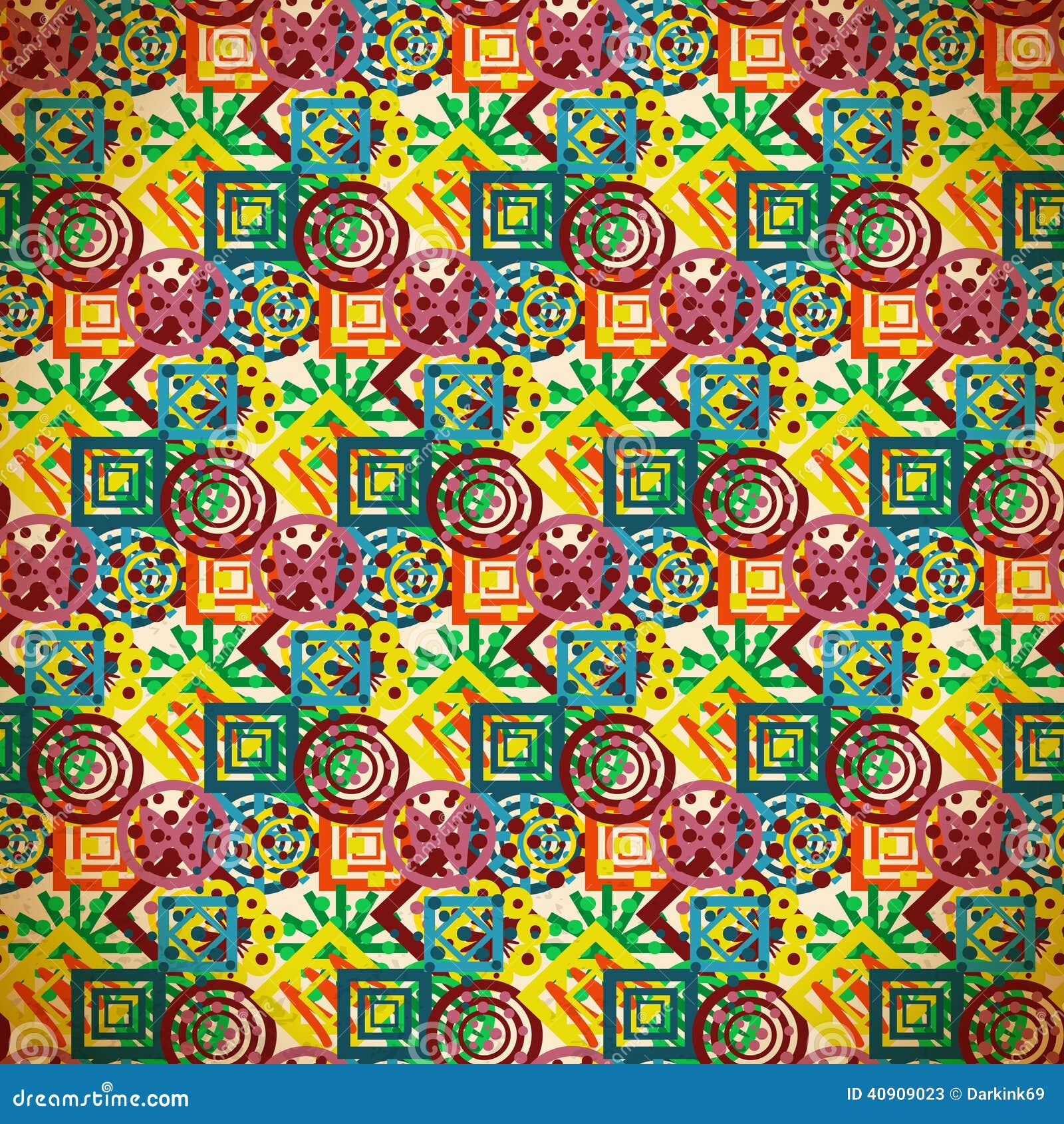 Seamless Pattern of Colorful Small Patterns in Vintage Style Stock ...