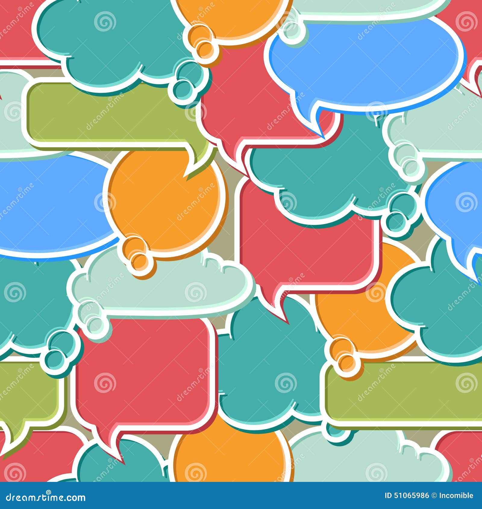 Seamless Pattern of Colorful Speech Bubbles and Stock Vector ...