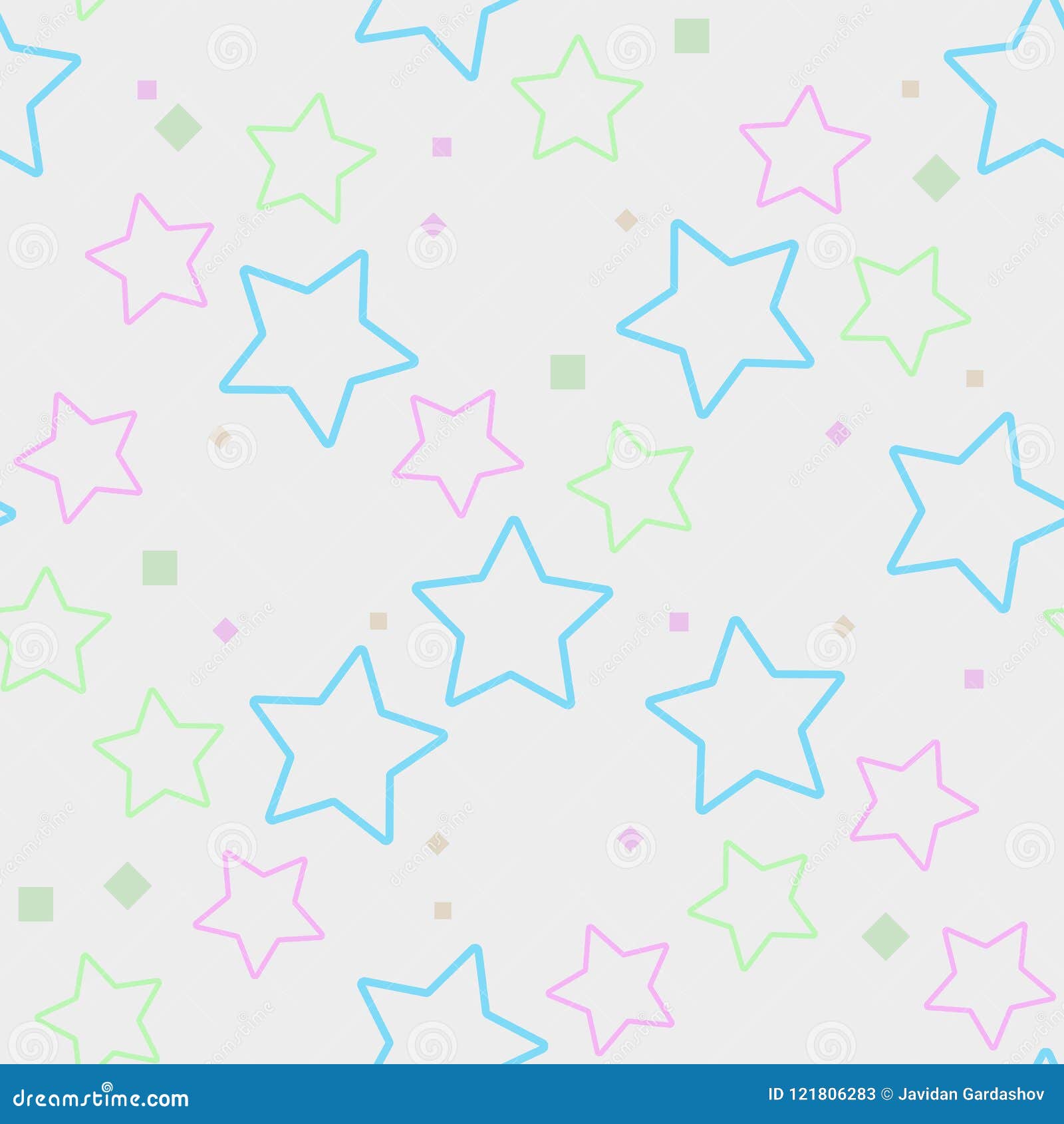 Seamless Pattern, Colorful Stars Background, Pastel Colors on White Eps ...