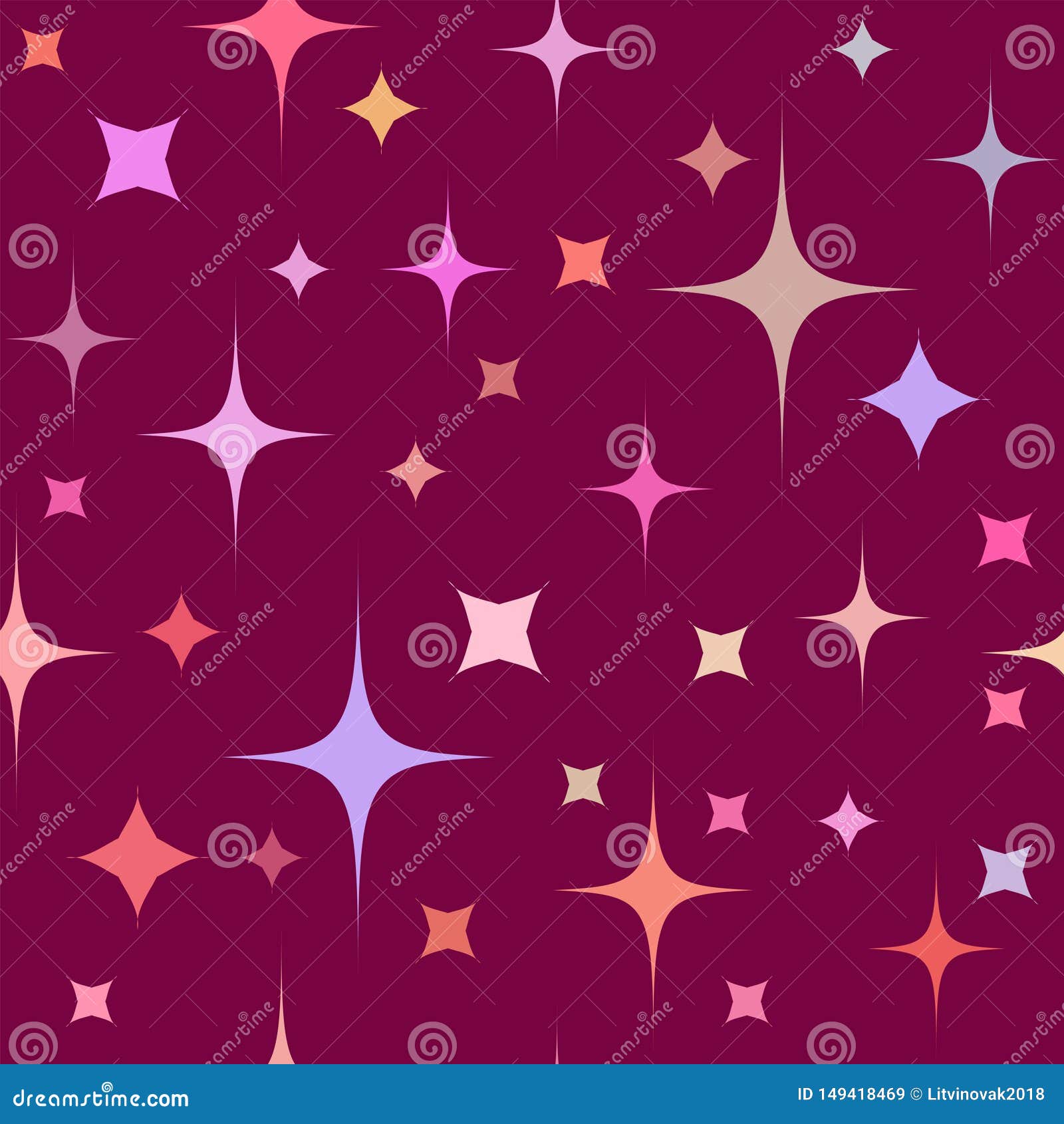Seamless Pattern with Colorful Stars on Red Background Stock ...