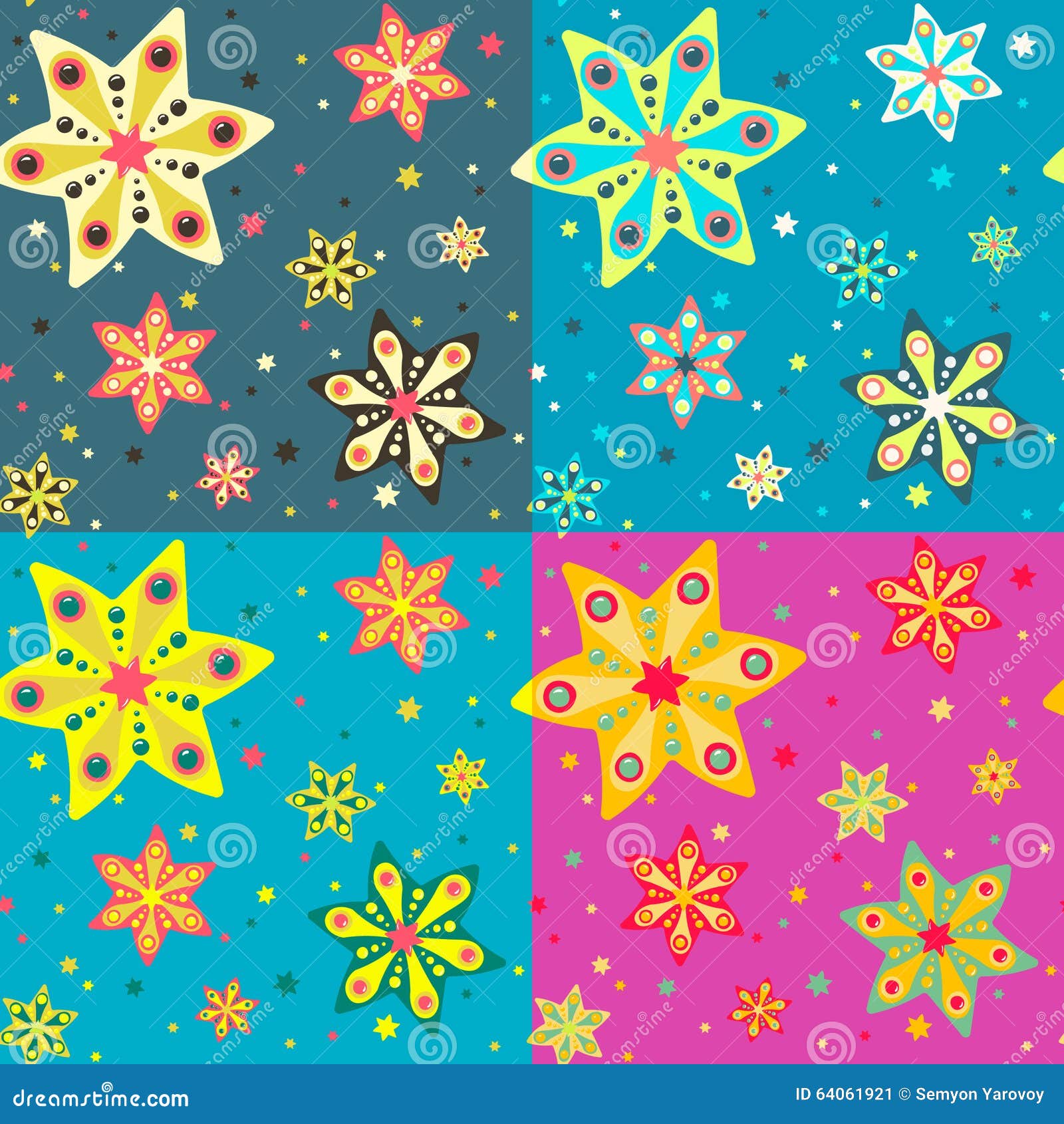 Seamless Pattern with Colorful Stars, Vector Background. Stock Vector ...