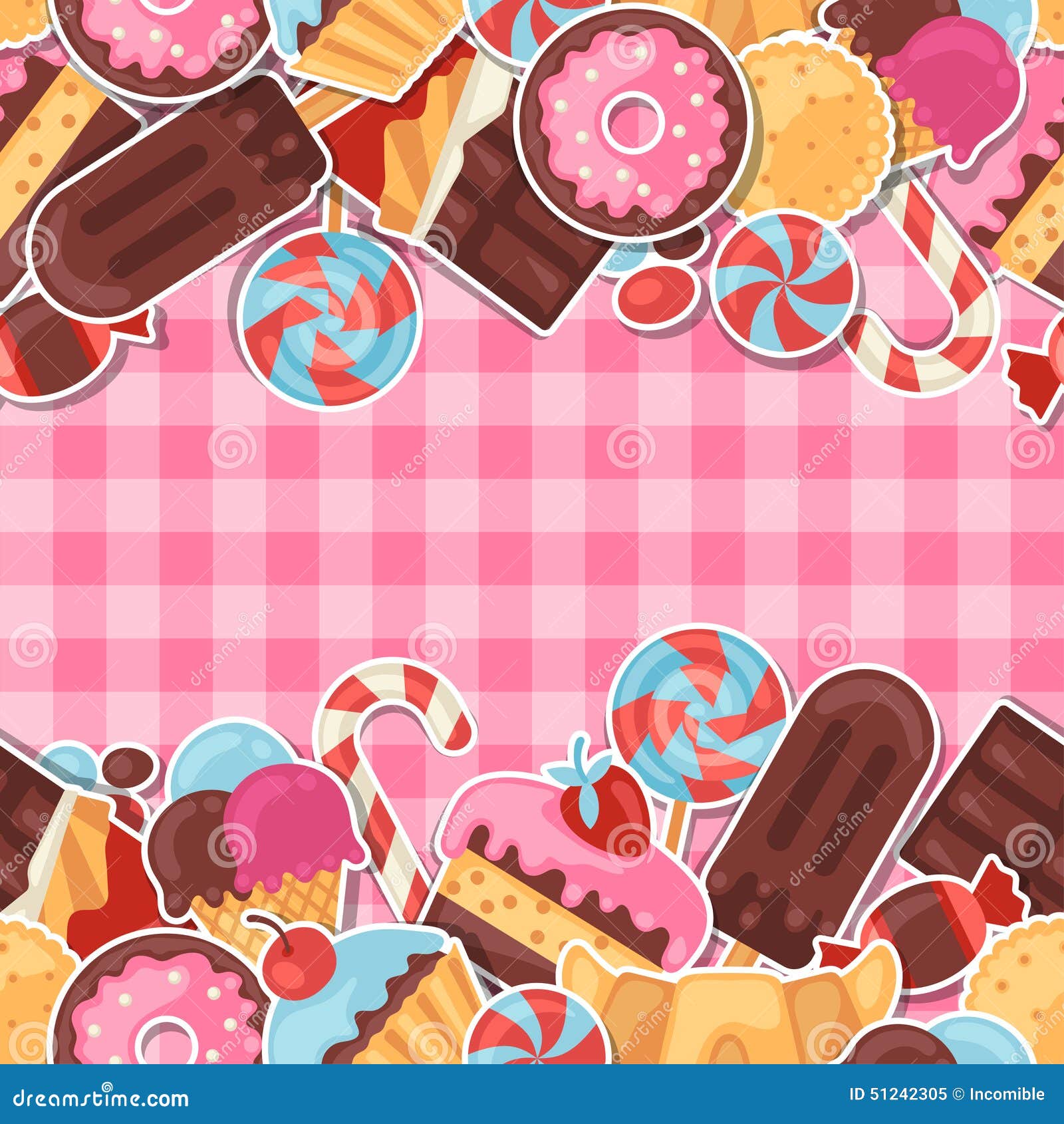 Seamless Pattern Colorful Sticker Candy, Sweets Stock Vector ...