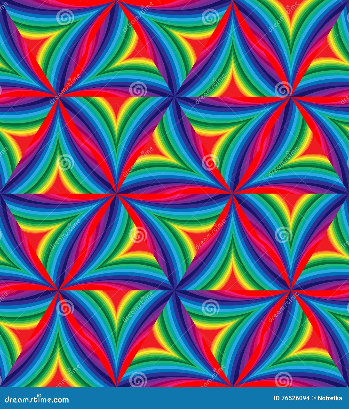 Seamless Pattern of Colorful Striped Curved Triangles. Geometric ...