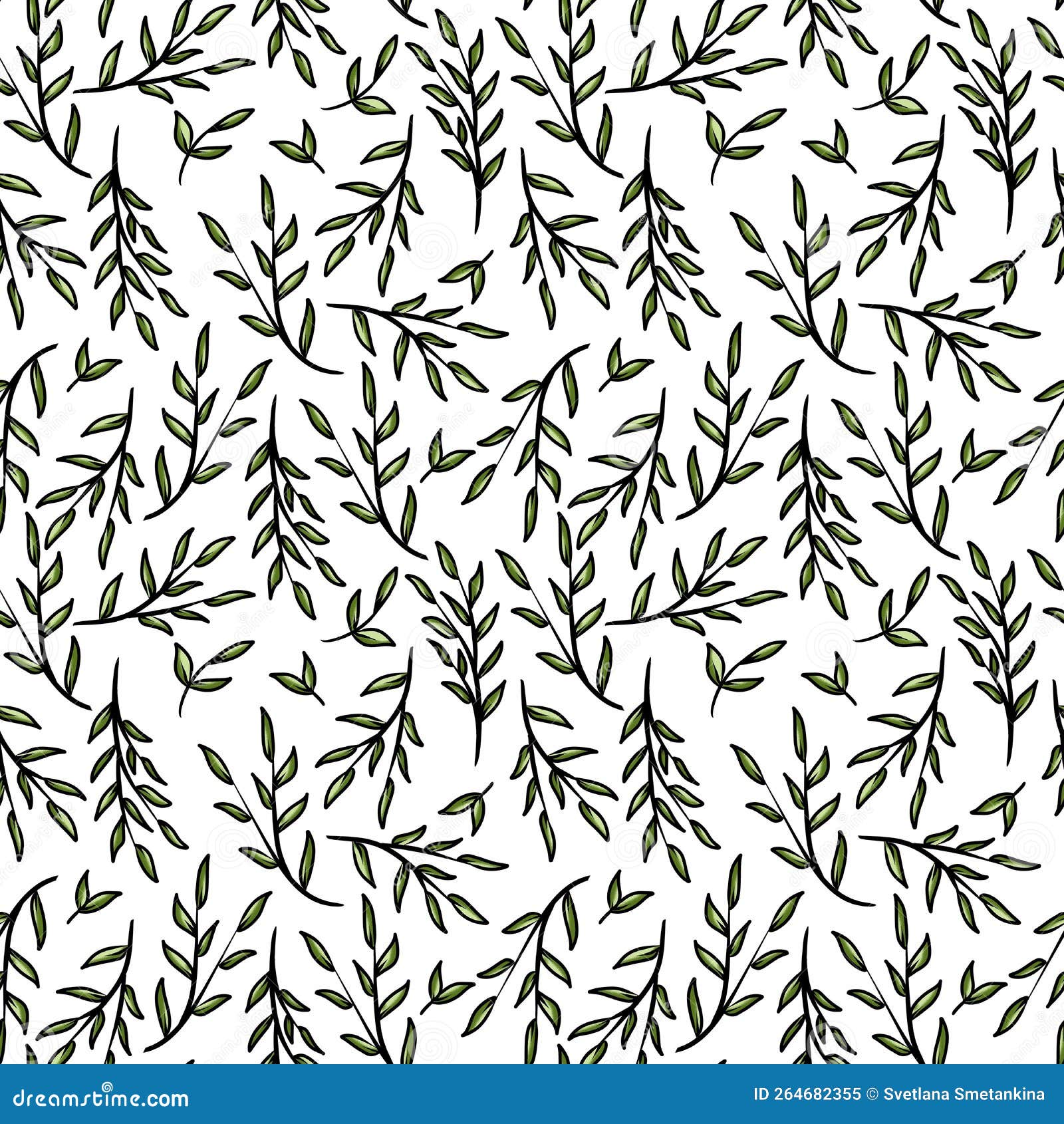 Seamless Pattern of Colorful Stylized Branches Isolated on White ...
