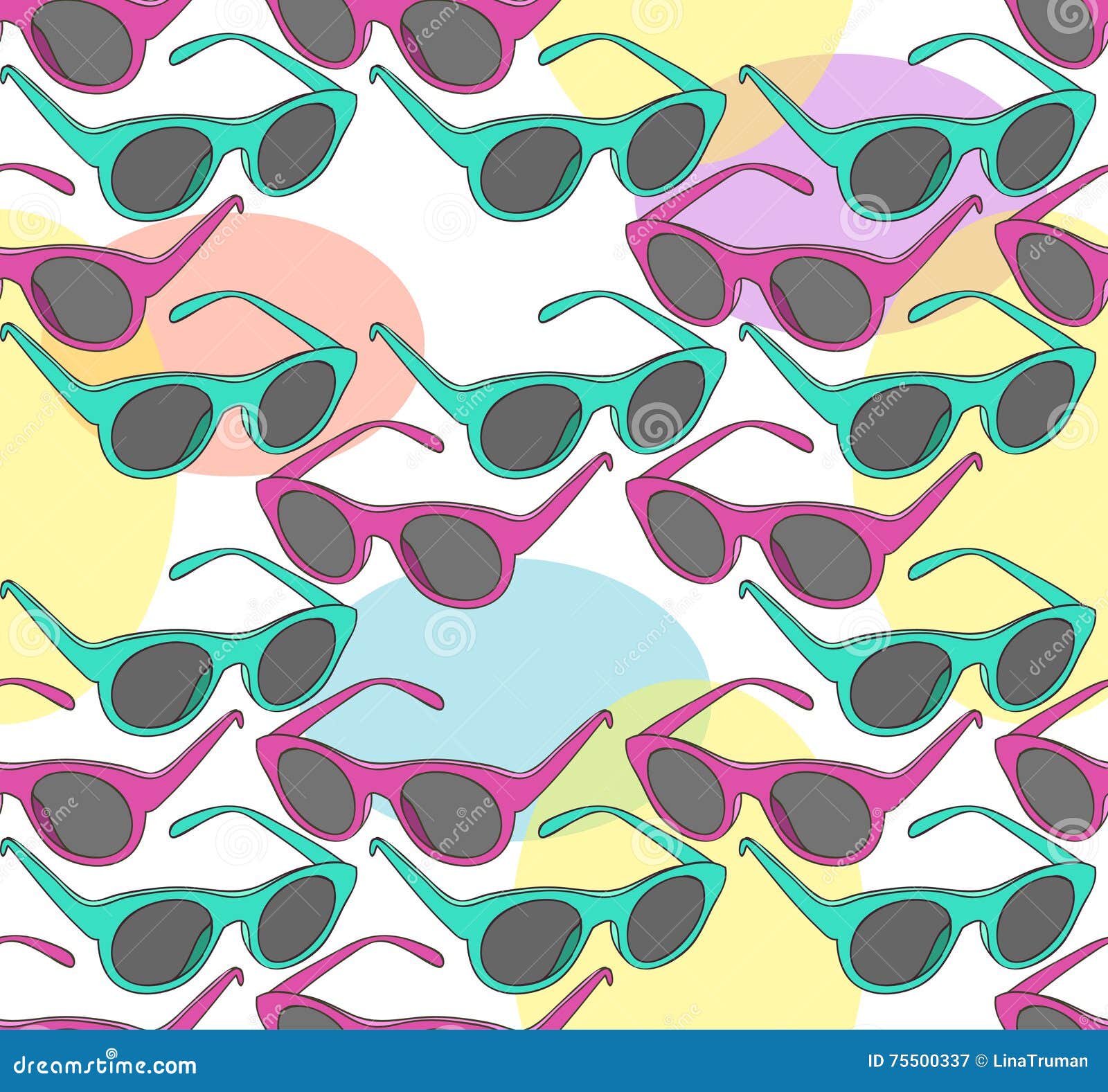 Seamless Pattern with Colorful Sunglasses. Glasses Pattern. Stock ...
