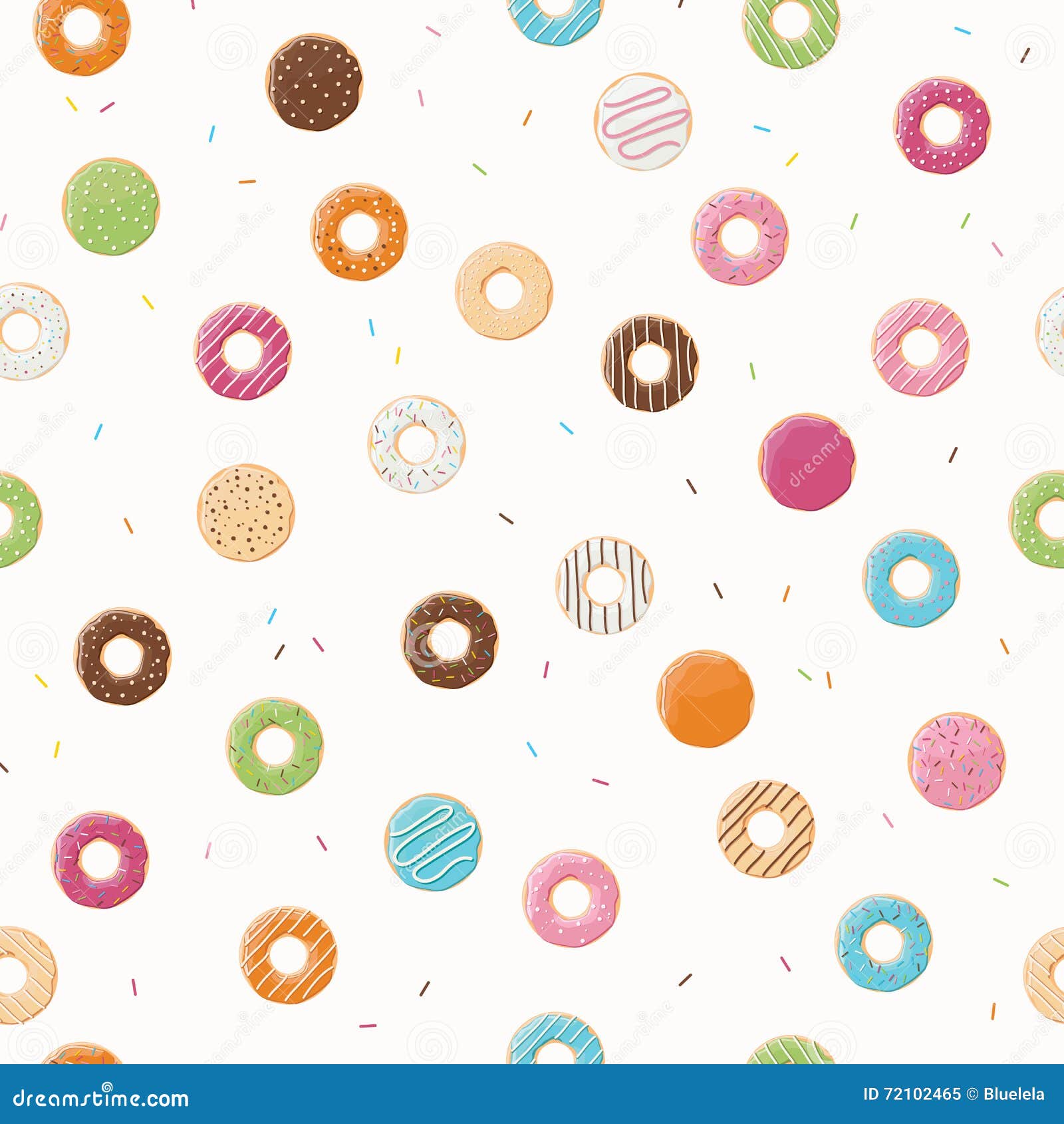 Seamless Pattern With Colorful Tasty Glossy Donuts Stock Vector