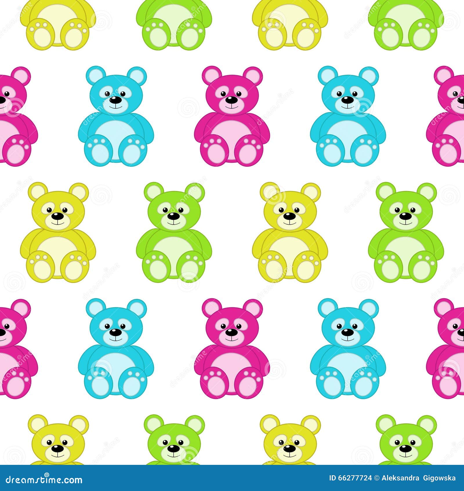 Seamless Pattern with Colorful Teddy Bears Stock Illustration ...