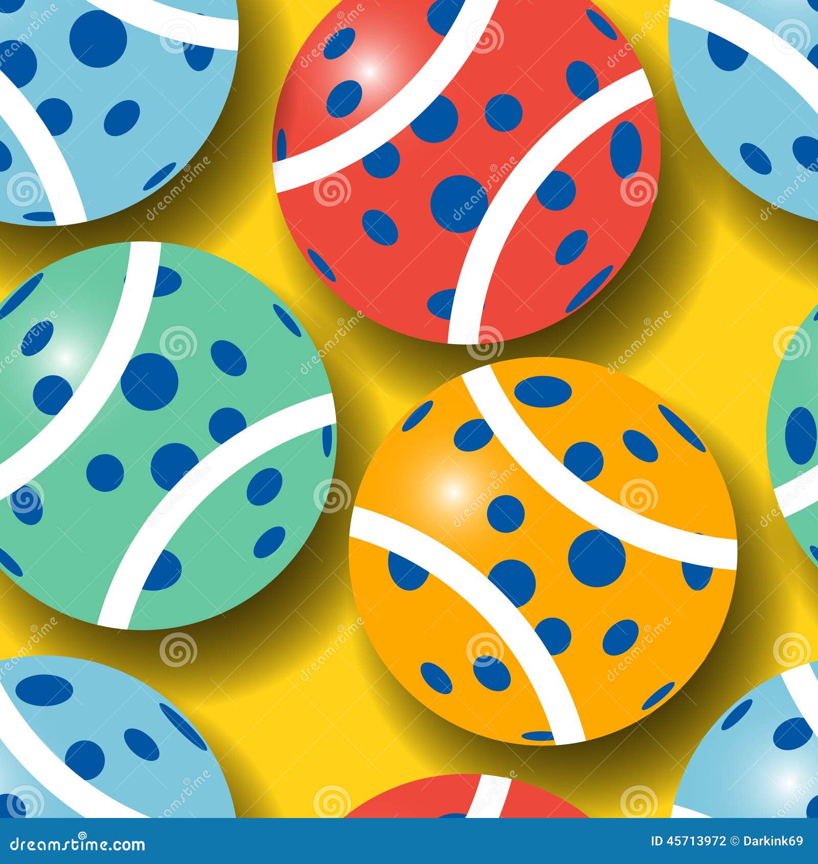 Seamless Pattern of Colorful Tennis Balls Stock Vector - Illustration ...