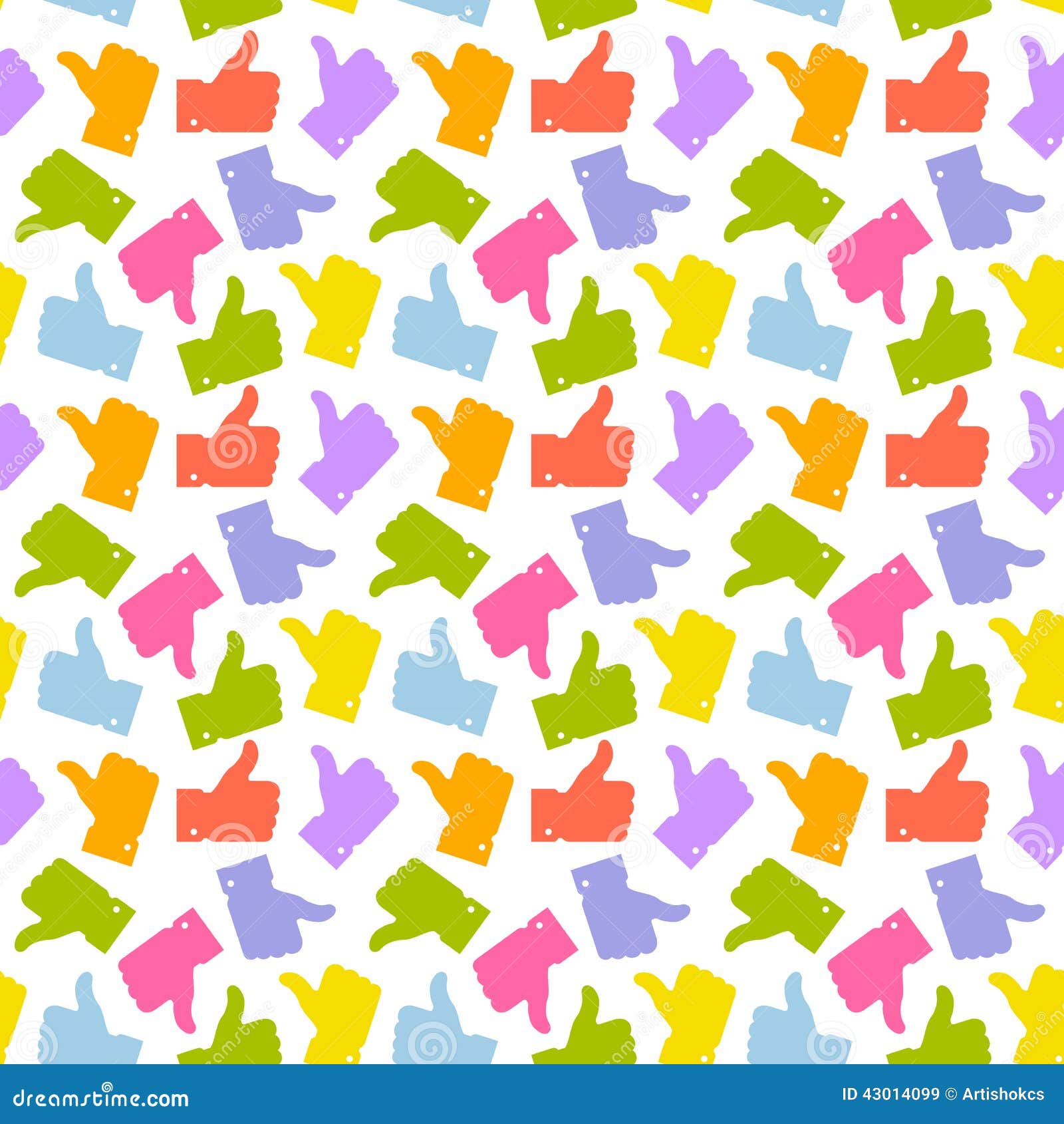 Seamless Pattern. Colorful Thumb Up Icon Stock Vector - Illustration of ...