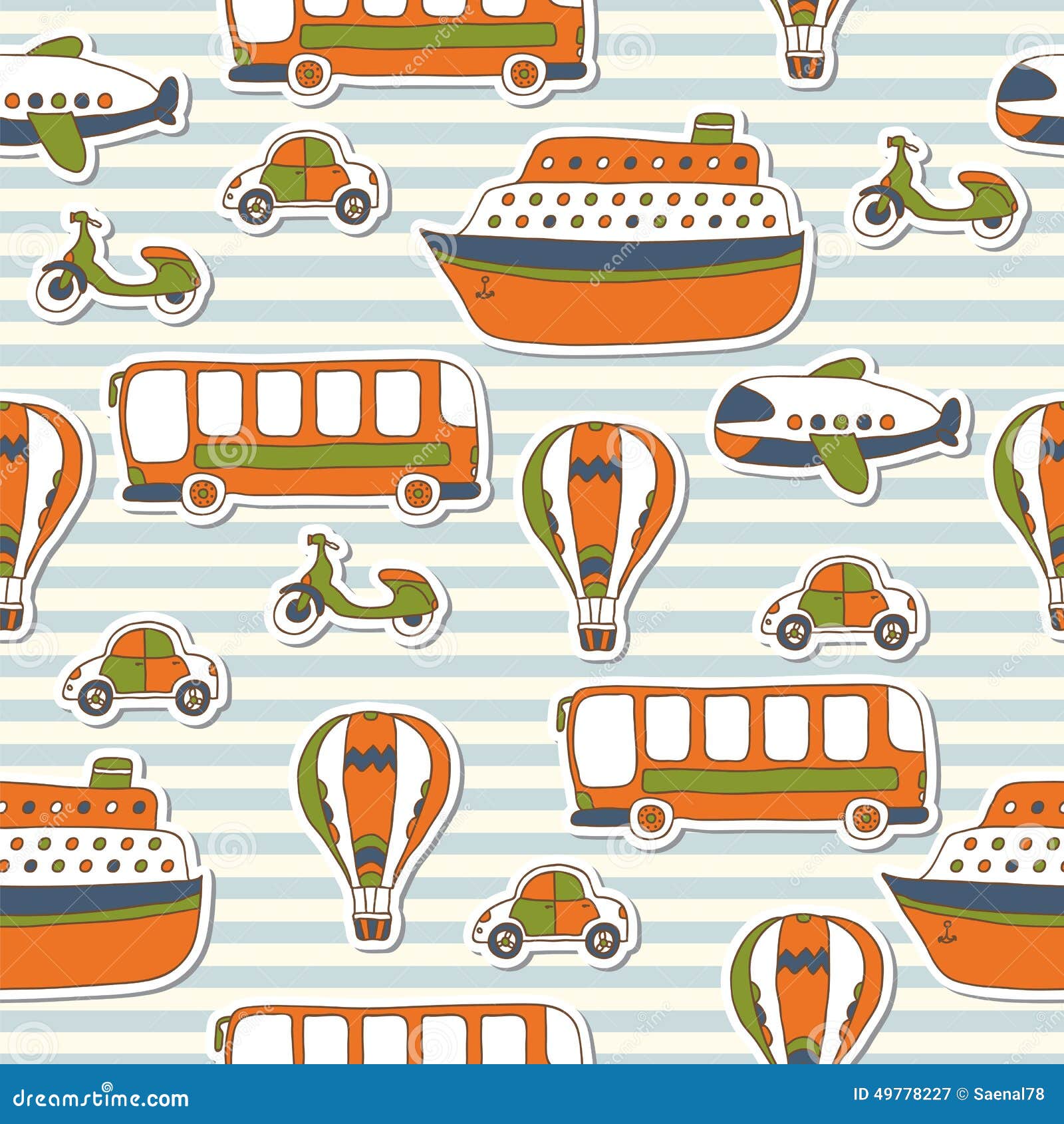 Seamless Pattern with Colorful Transport Stock Vector - Illustration of ...