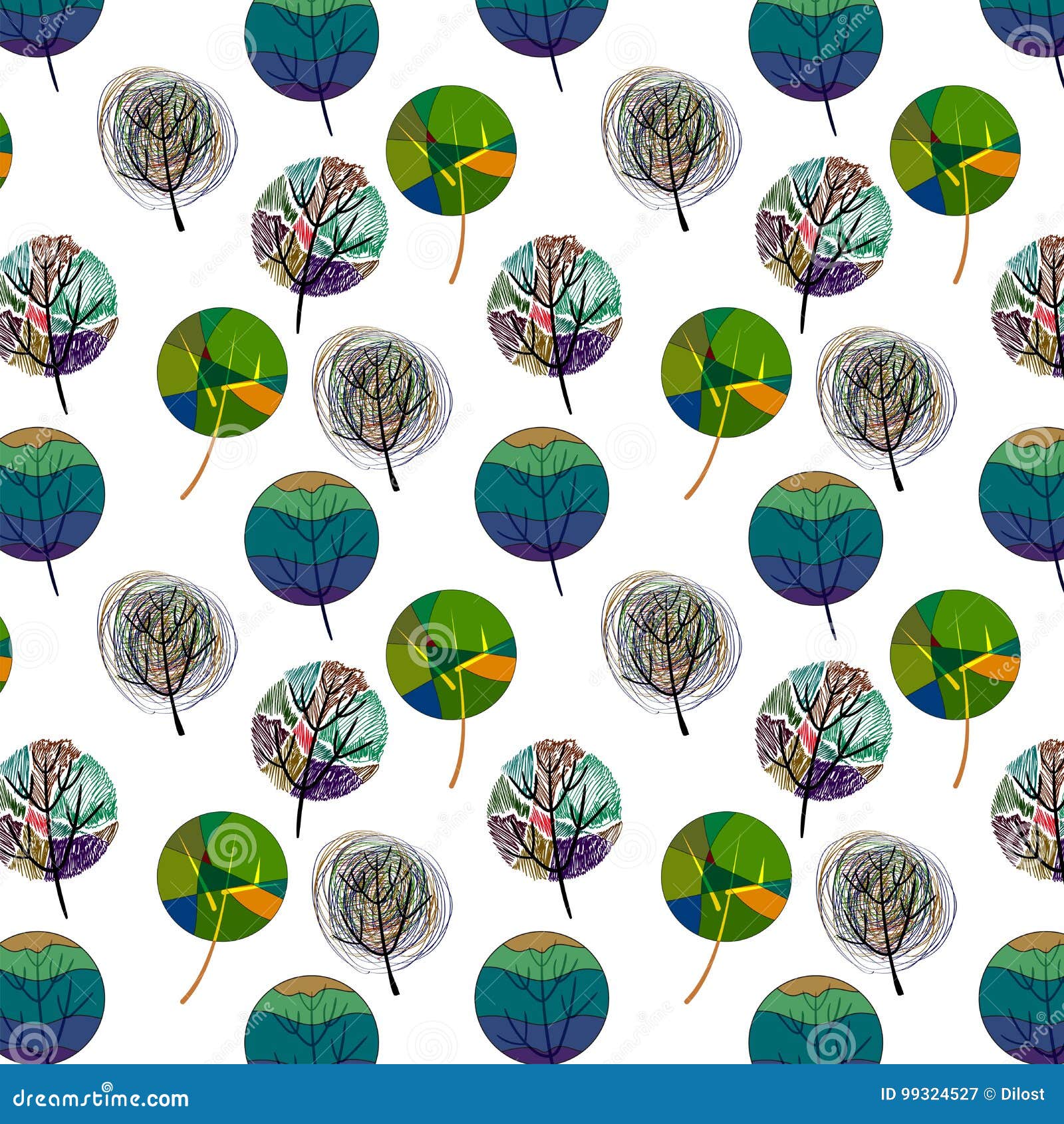 Seamless Pattern with Colorful Trees Stock Vector - Illustration of ...
