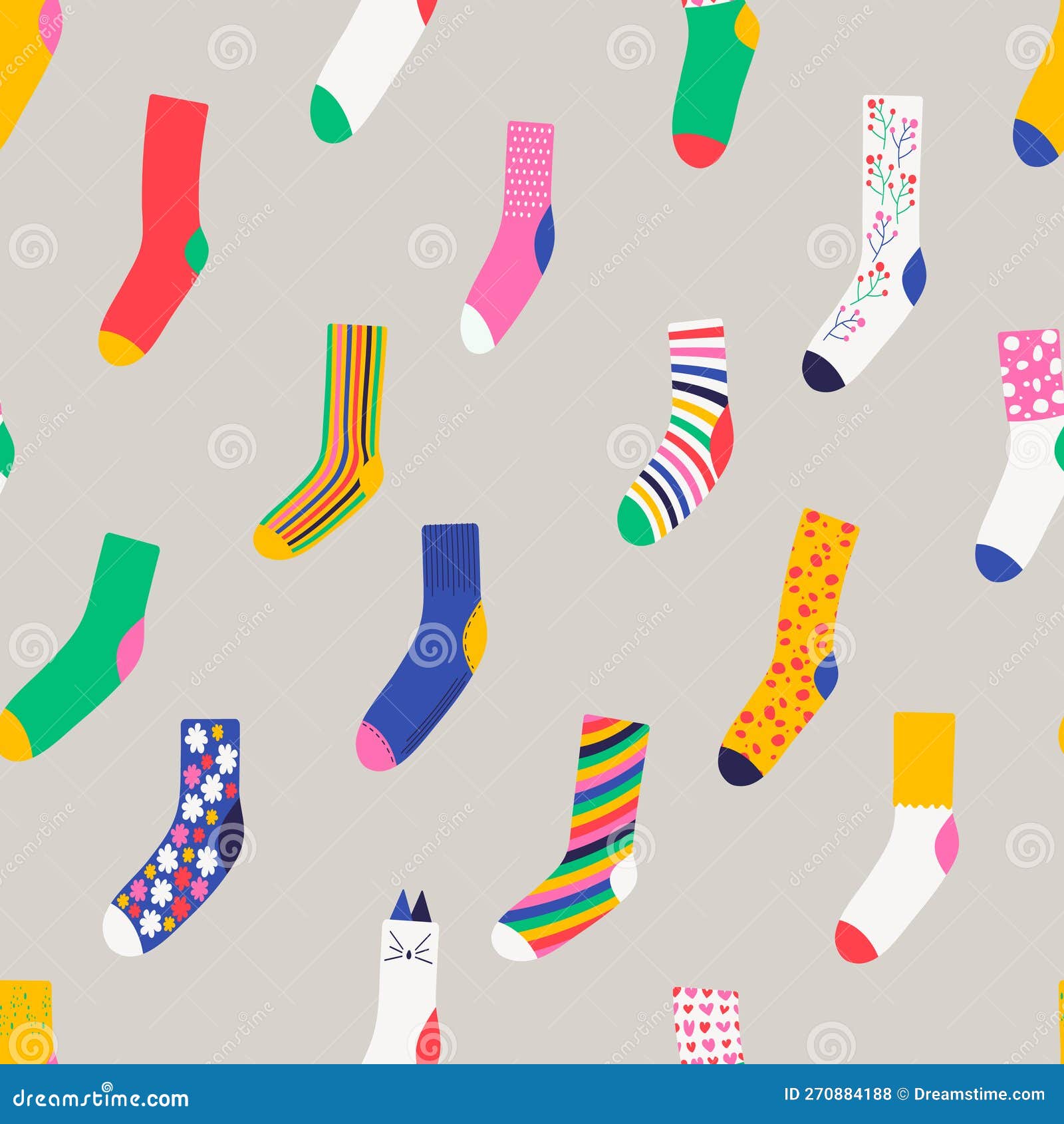 Seamless Pattern with Colorful Trendy Socks Vector Illustration Stock ...