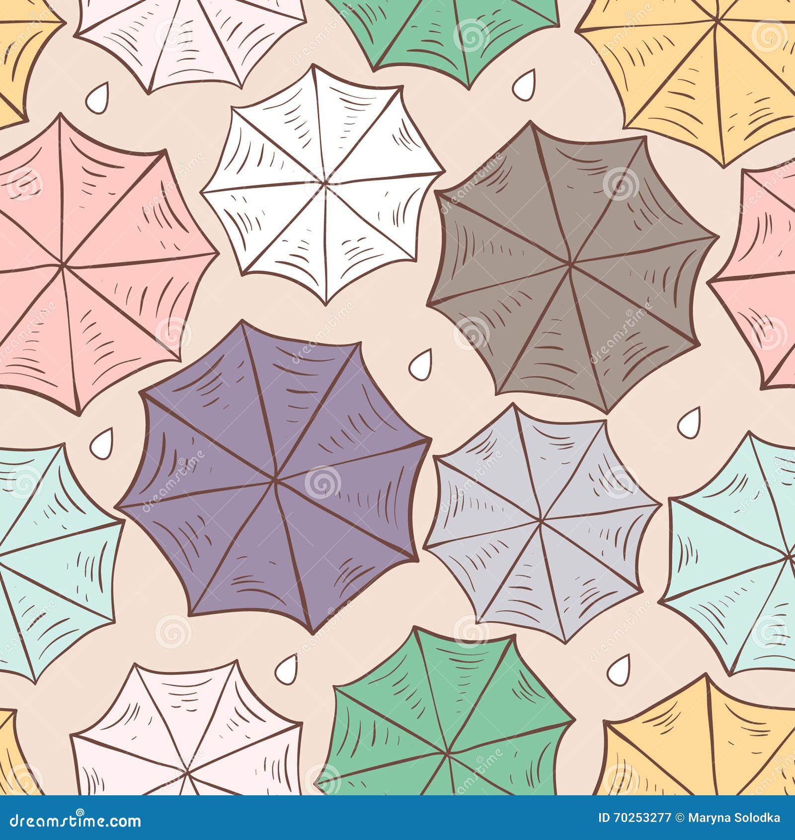 Seamless Pattern with Colorful Umbrellas. View from Above Stock Vector ...