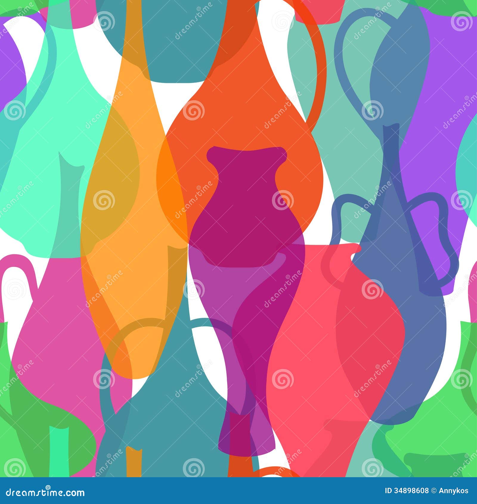 Seamless Pattern of Colorful Vases Stock Vector - Illustration of ...