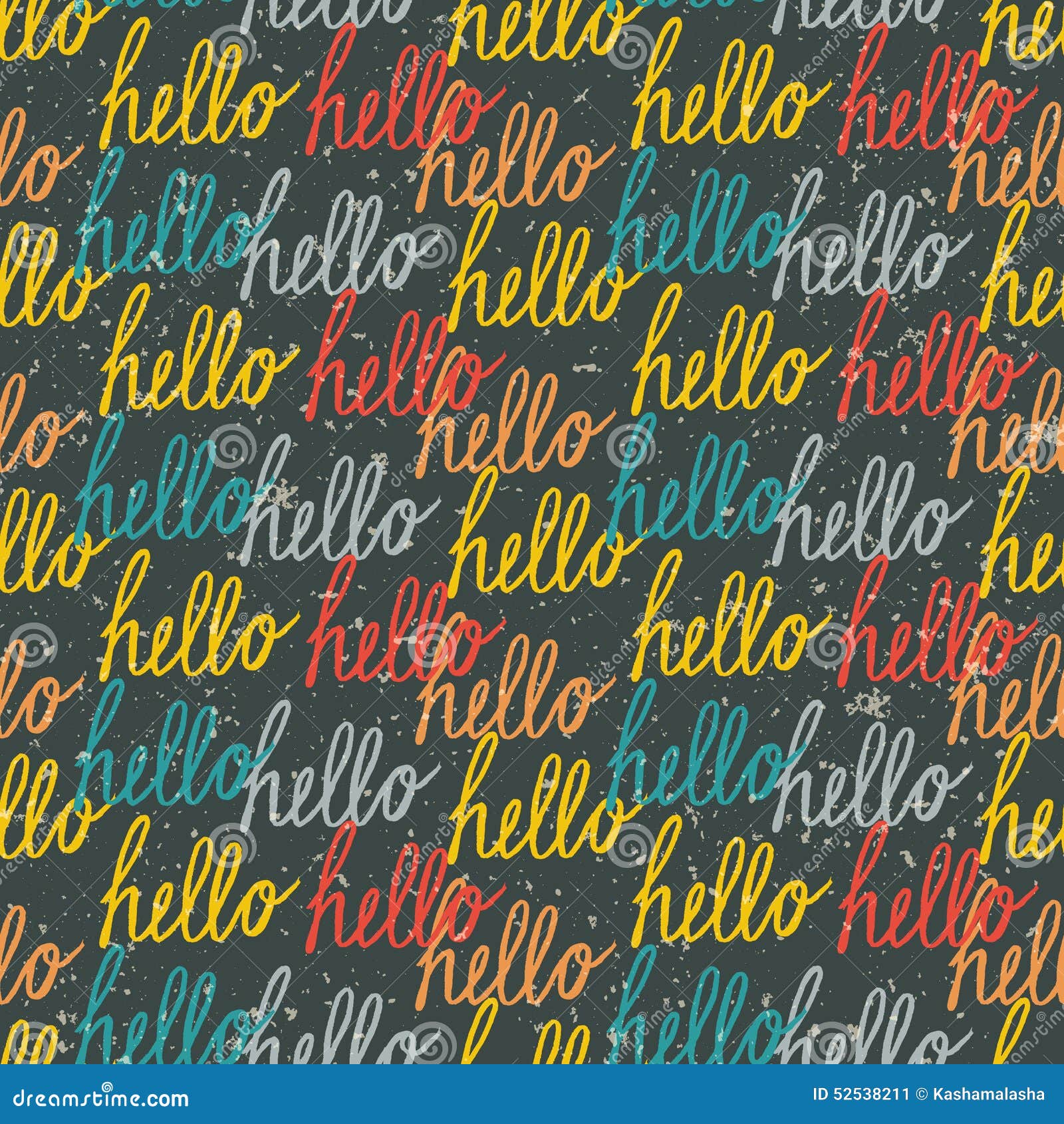 Seamless Pattern with Colorful Vintage Hello Lettering Stock Vector ...