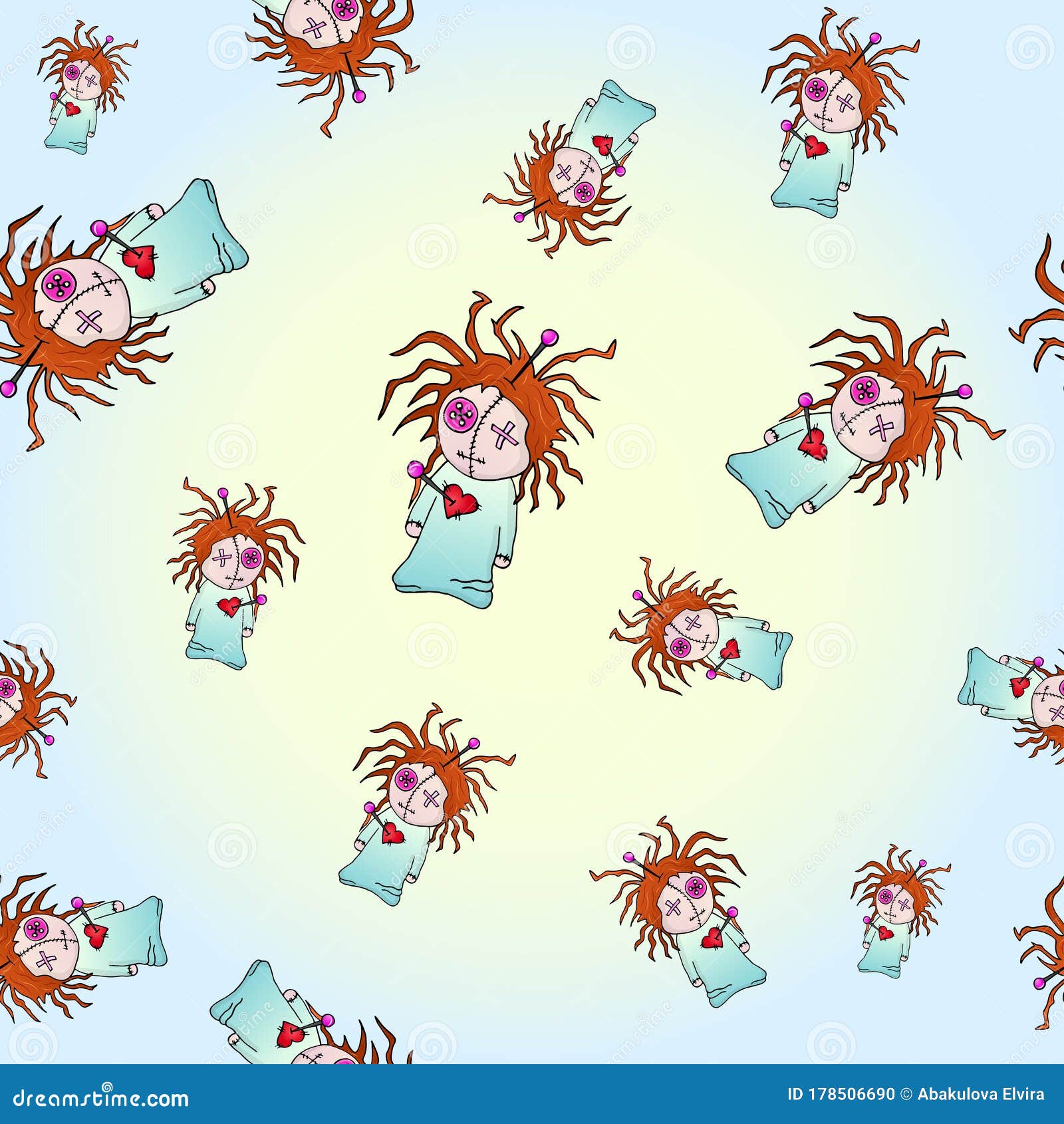 Seamless Pattern with Colorful Voodoo Dolls Vector Illustration Stock ...