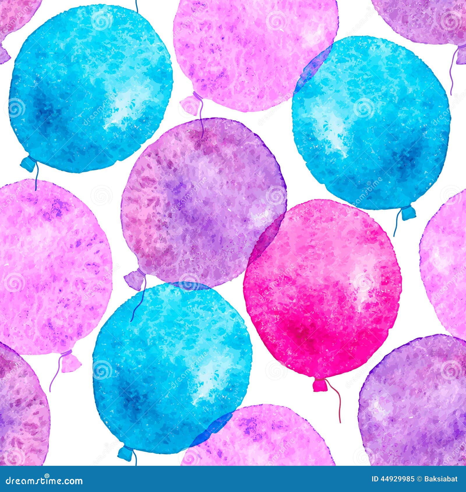 Seamless Pattern with Colorful Watercolor Balloons Stock Vector ...