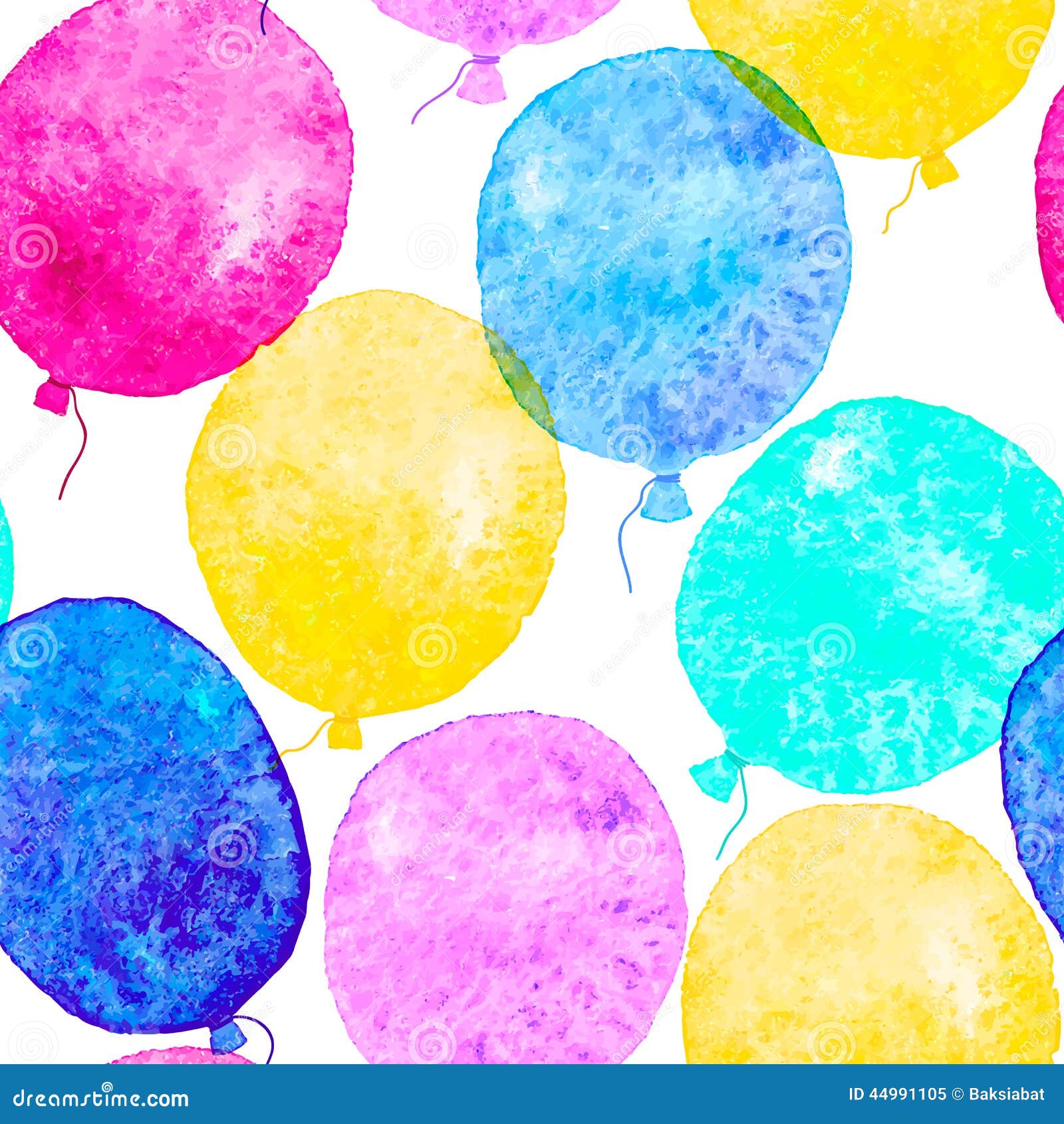 Seamless Pattern with Colorful Watercolor Balloons Stock Vector ...