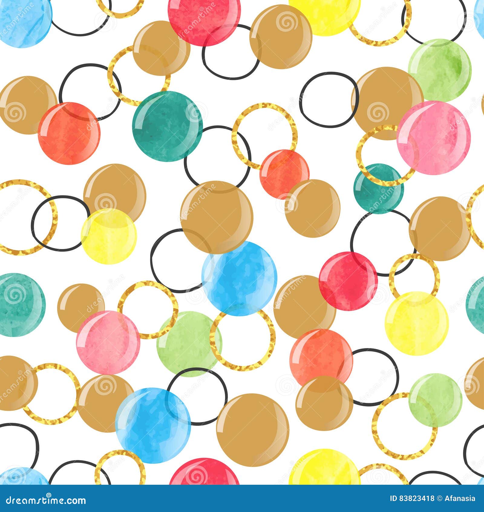 Seamless Pattern with Colorful Watercolor Bubbles. Stock Vector ...