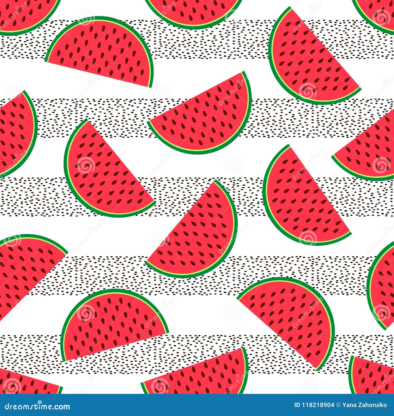 Seamless Pattern with Colorful Watermelons and Black Dots. Stock Vector ... Seamless Pattern with Colorful Watermelons and Black Dots. Stock Vector ...