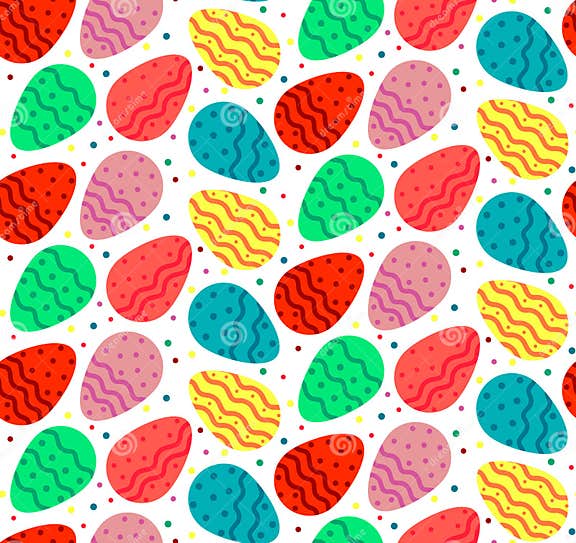 Seamless Pattern of Colorful Wavy Eastrer Eggs Stock Illustration ...