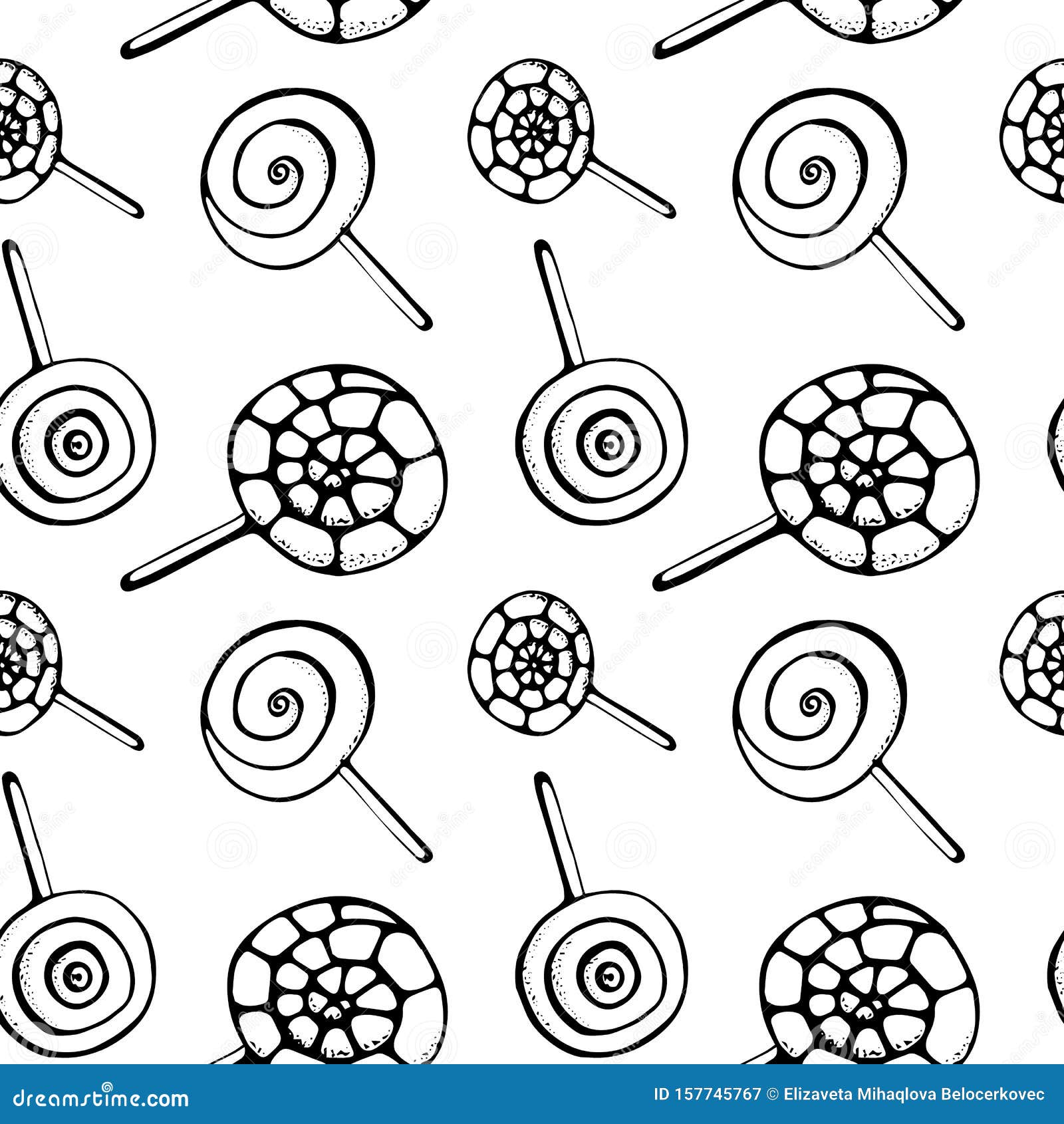 Seamless Pattern Colorful Wrapped Candy and Lollipops Vector ...