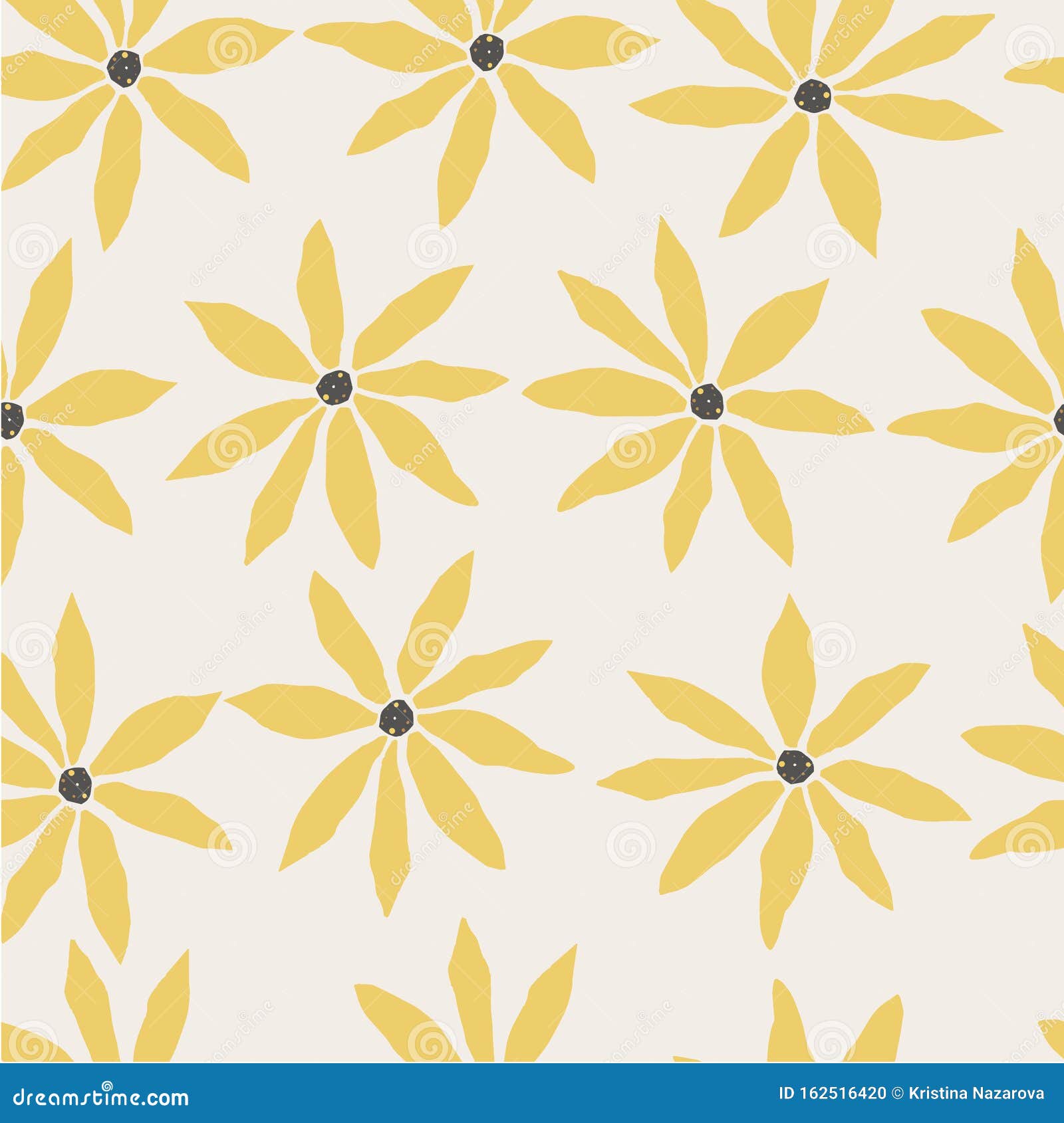 Seamless Pattern with Colorful Yellow Flowers Stock Illustration ...