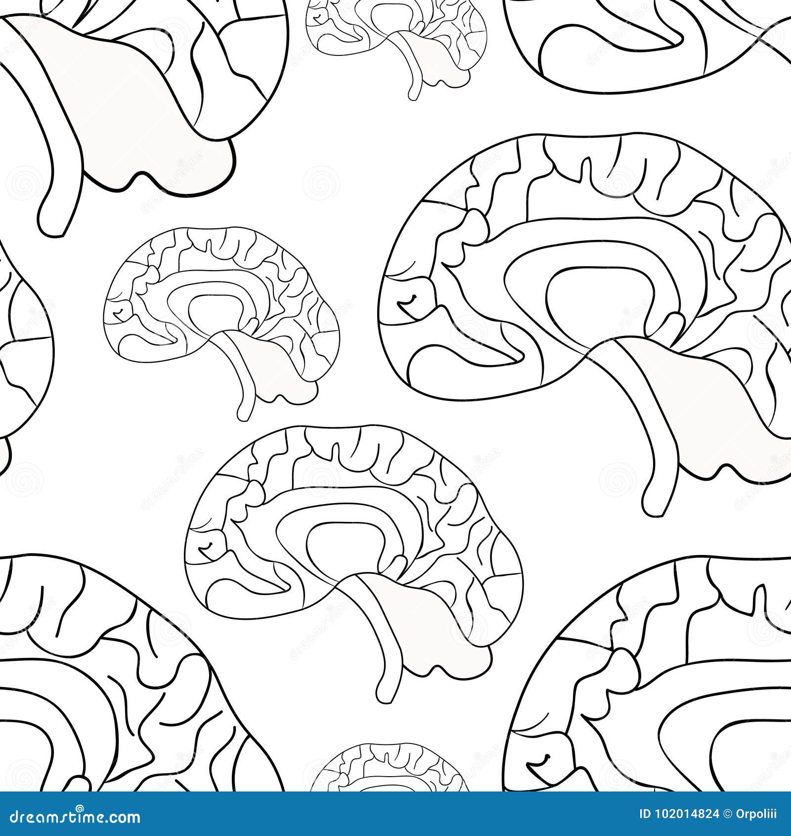 Seamless Pattern Coloring the Human Brain. Vector Illustration Stock ...