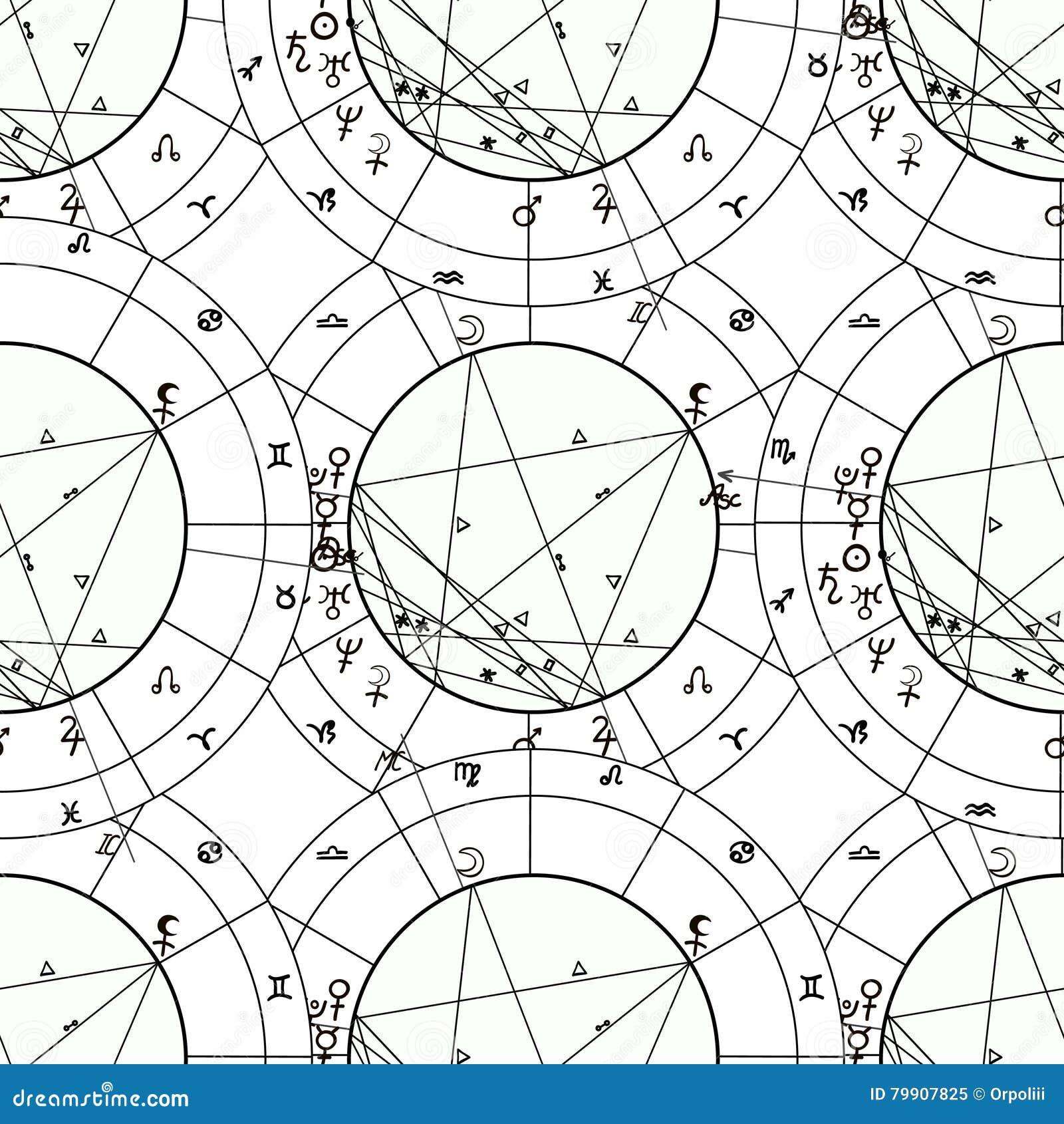Seamless Pattern Coloring Natal Astrological Chart, Zodiac Signs Stock ...