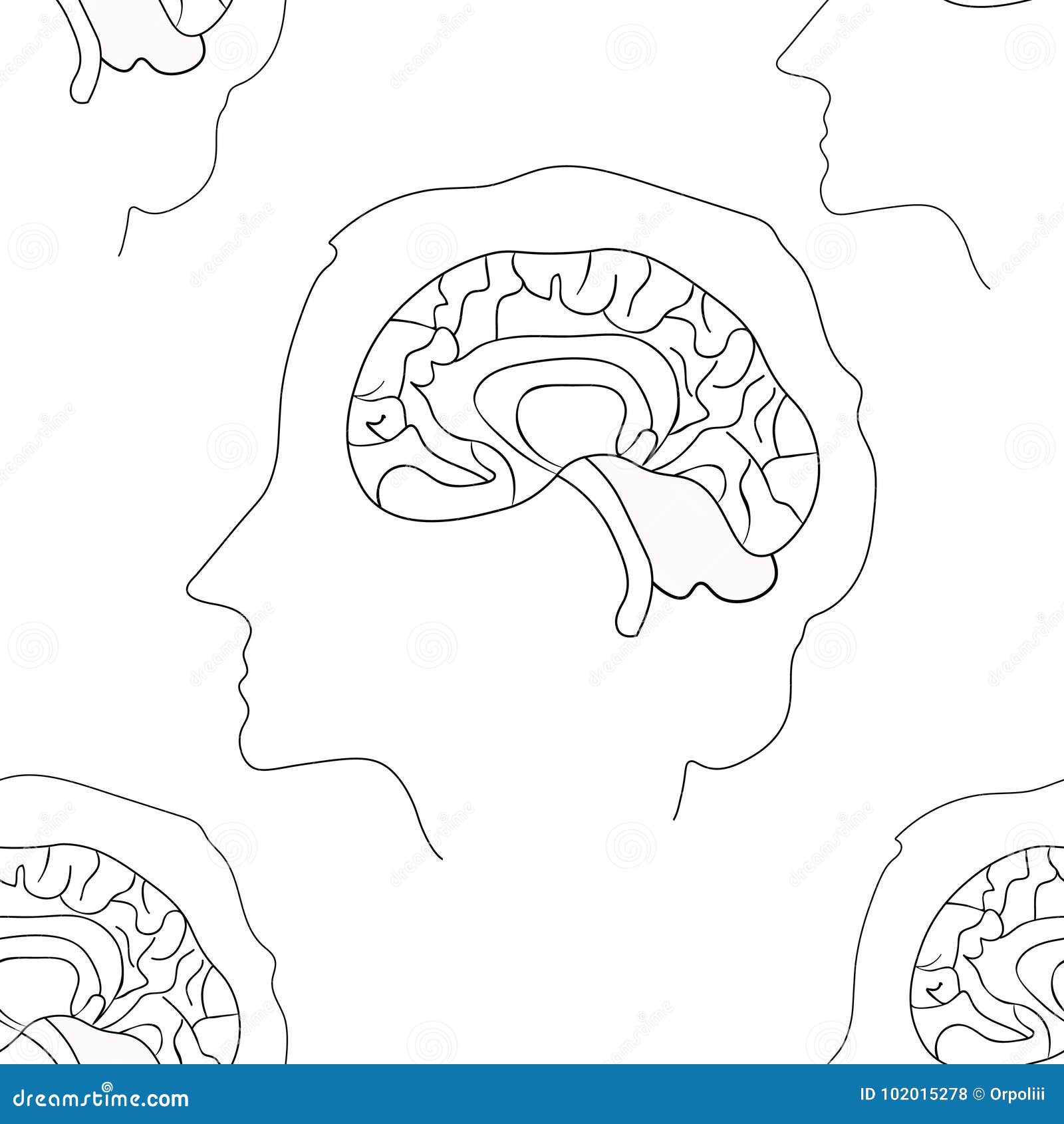 Seamless Pattern Coloring Person Profile of the Face Brain. Stock ...