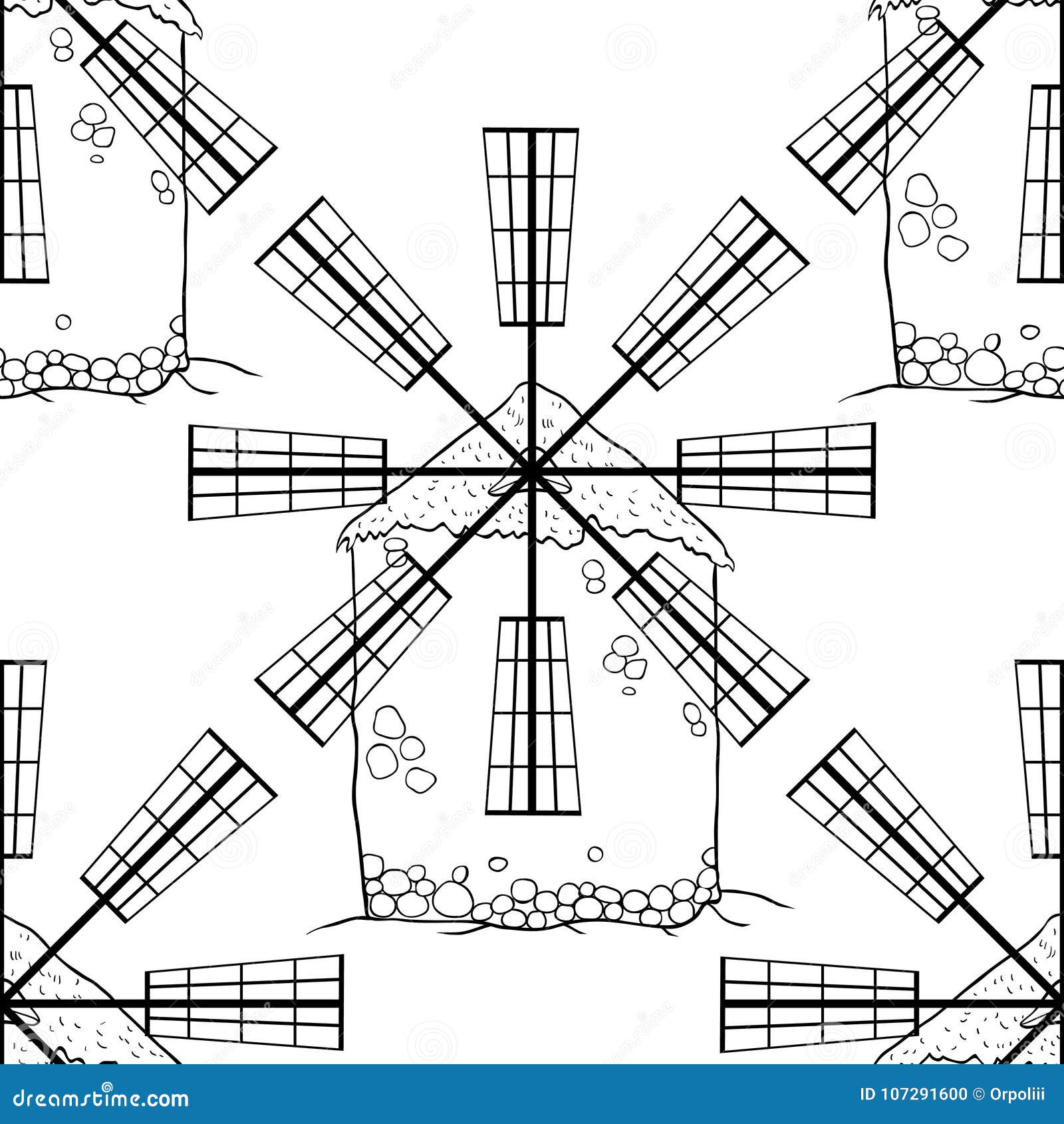 Seamless Pattern Stone Mill Coloring. Vector Illustration Stock Vector ...