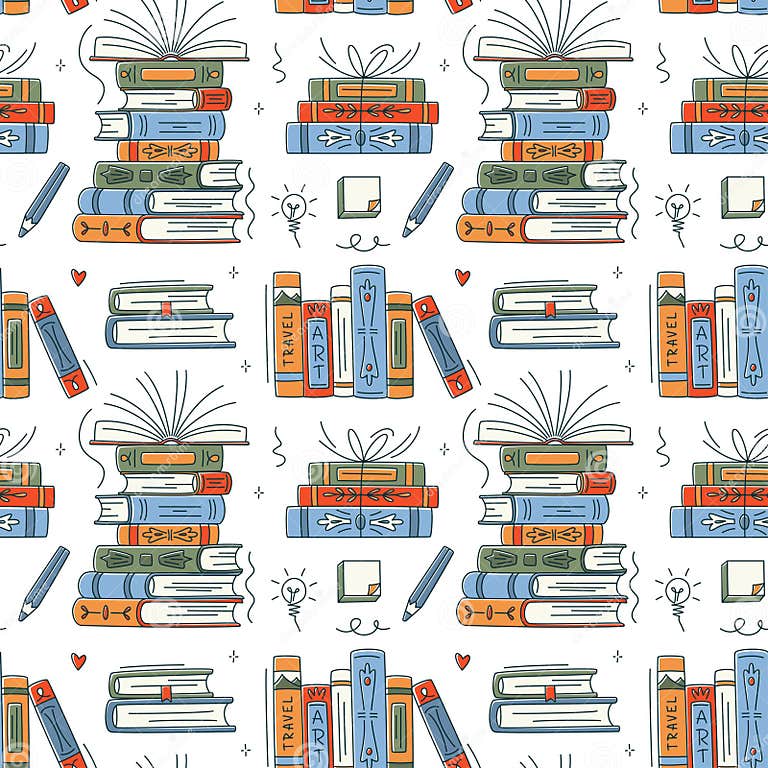 Seamless Pattern with Colourful Books. Educational Vector Illustration ...
